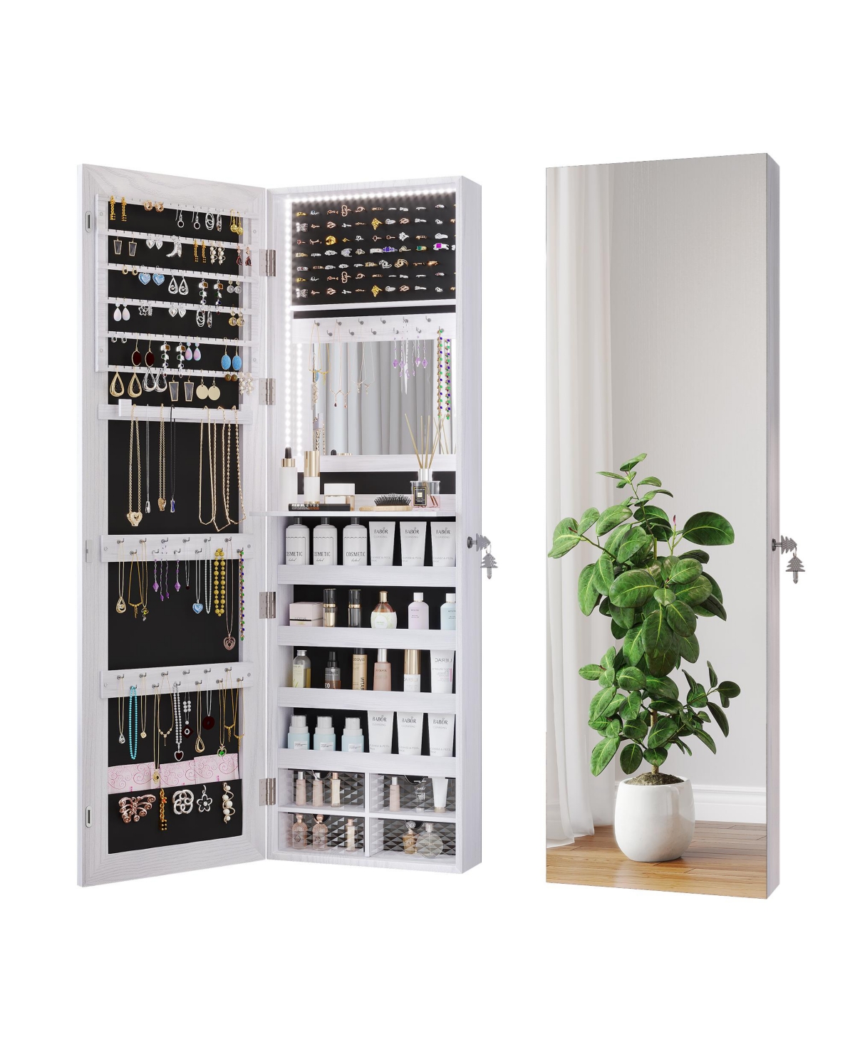 Click here for Vlsrka Wall/Door Mounted Led Jewelry Storage Mirro... prices