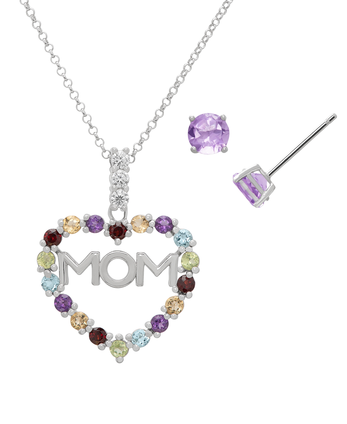 Click here for Macys 2-Pc. Multi-Stone Pendant Necklace & Earring... prices