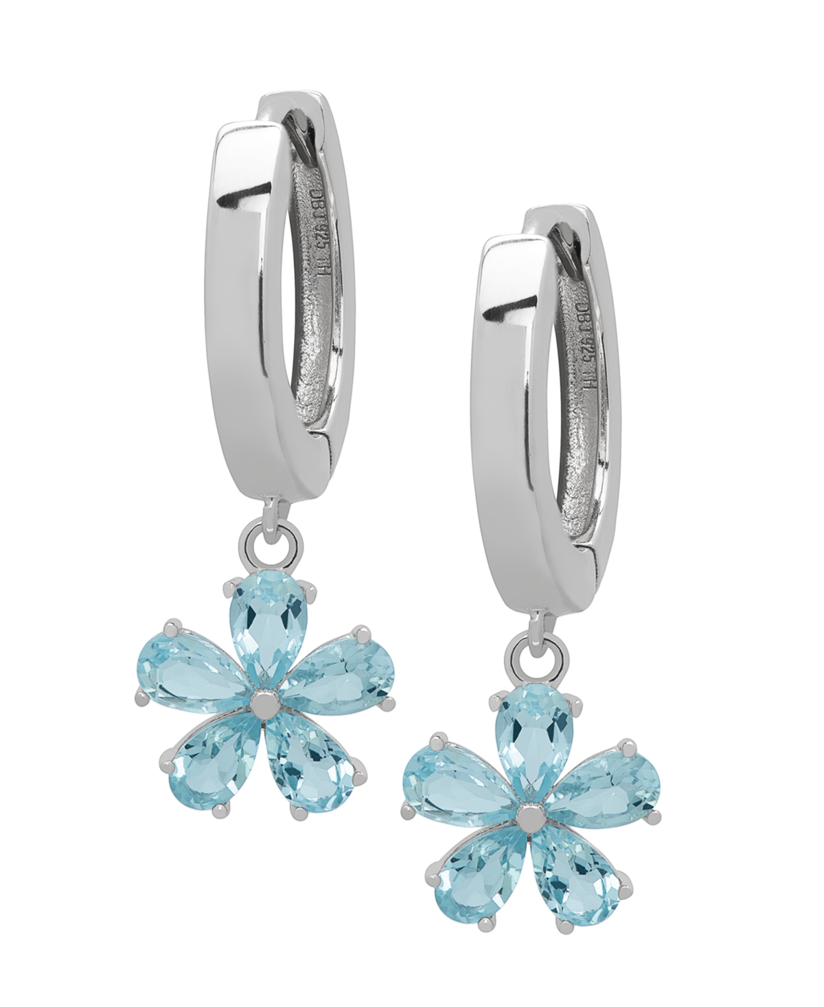 Click here for Macys Blue Topaz Flower Dangle Hoop Earrings (2-5/... prices