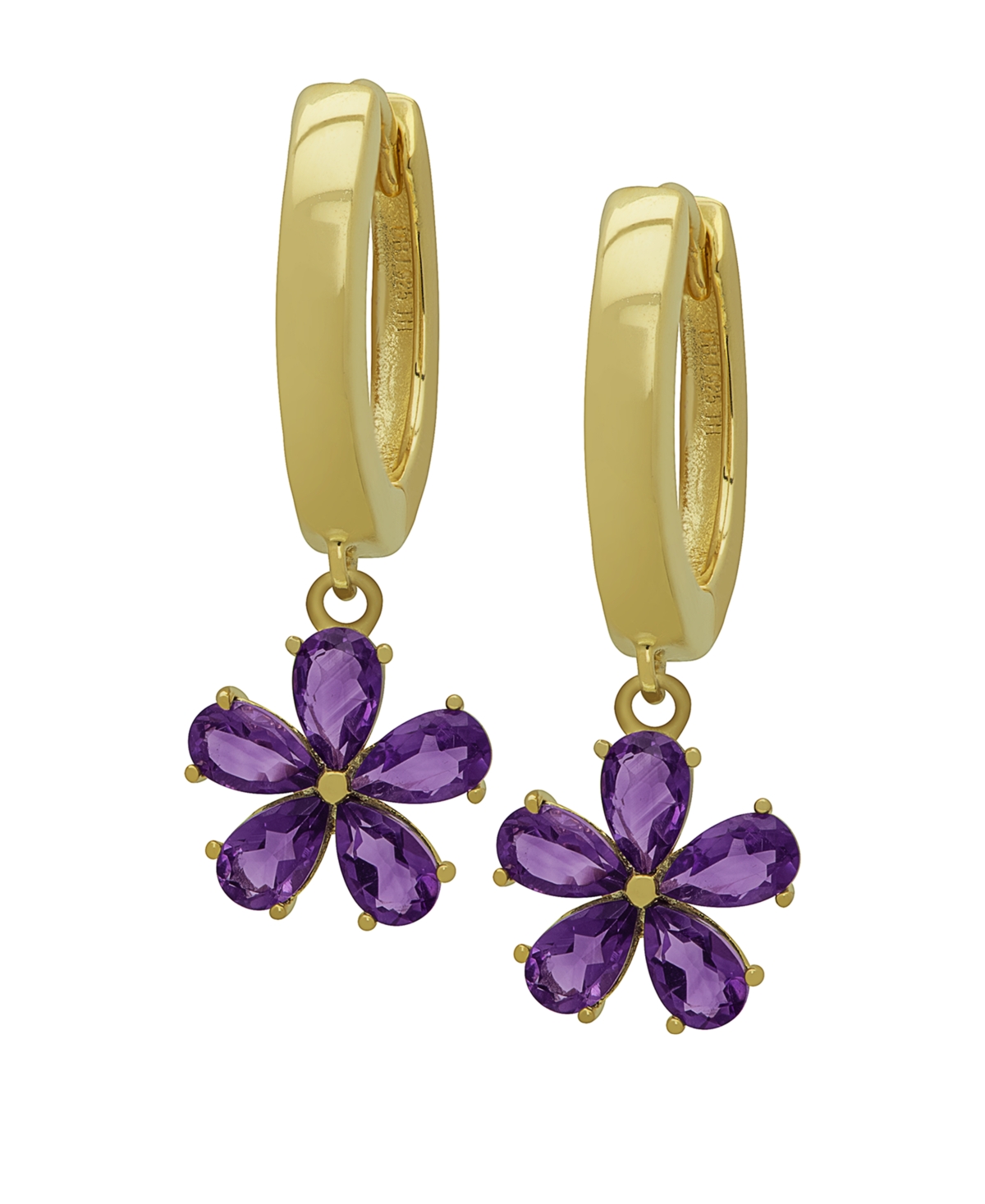 Click here for Macys Blue Topaz Flower Dangle Hoop Earrings (2-5/... prices