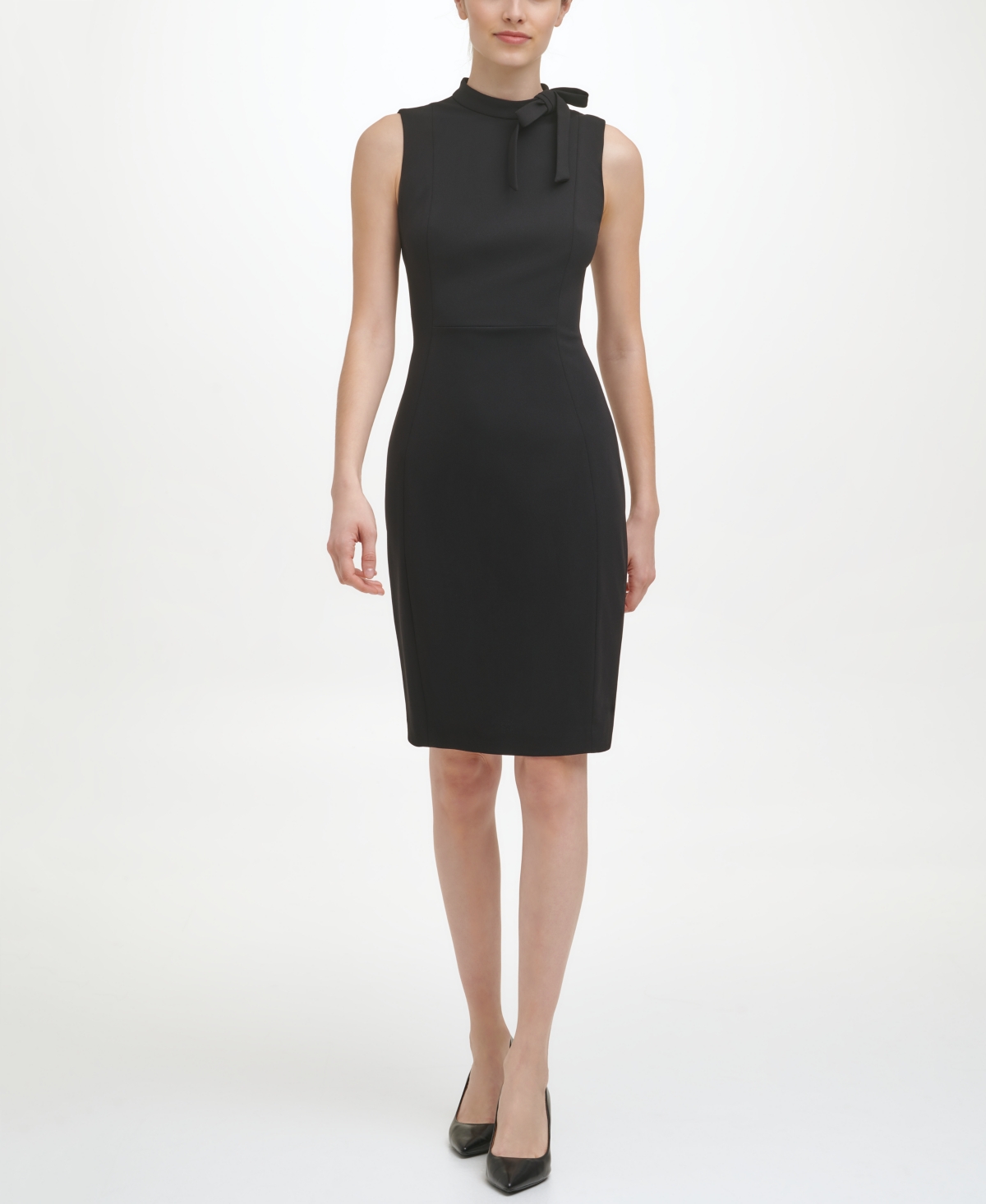 Click here for Calvin Klein Womens Mock Neck Short Dress - Black prices