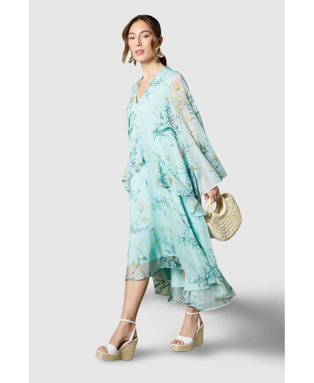 Click here for Coast Womens Volume Frill Maxi Dress - Sage prices