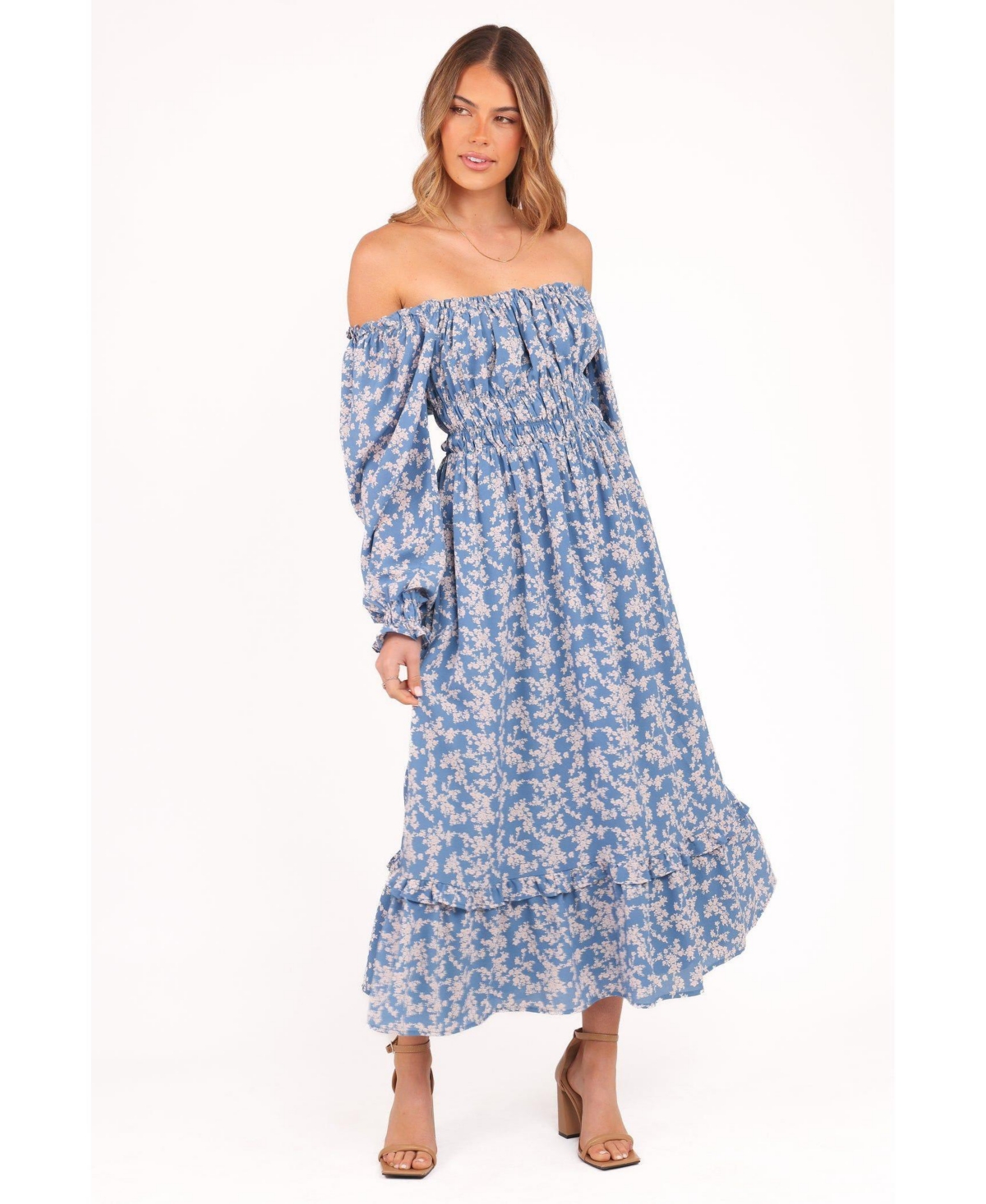 Click here for Petal and Pup Womens Aine Midi Dress - Blue floral prices