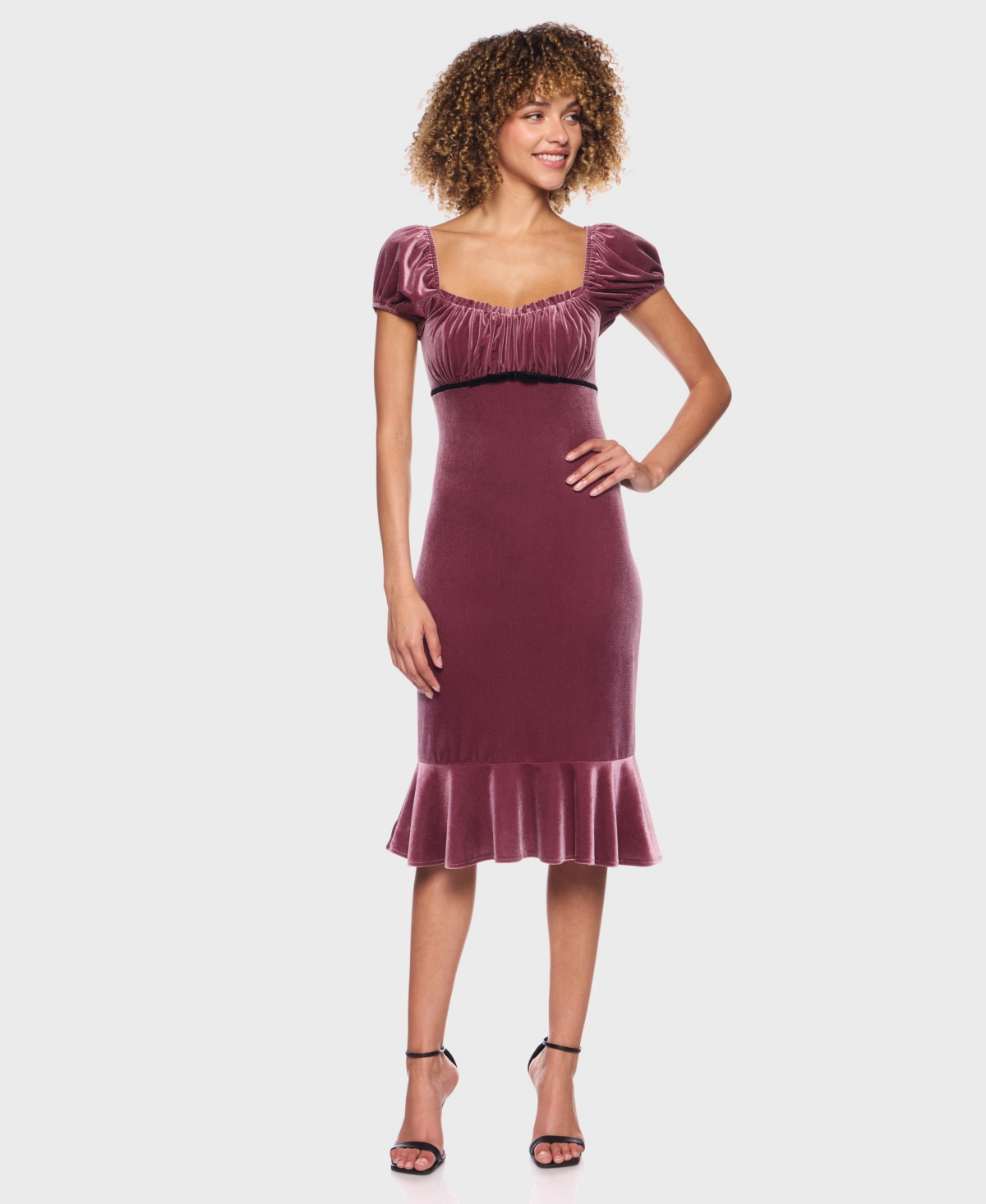 Click here for Alex & Sophia Womens Puff Sleeve Midi Dress - Purp... prices