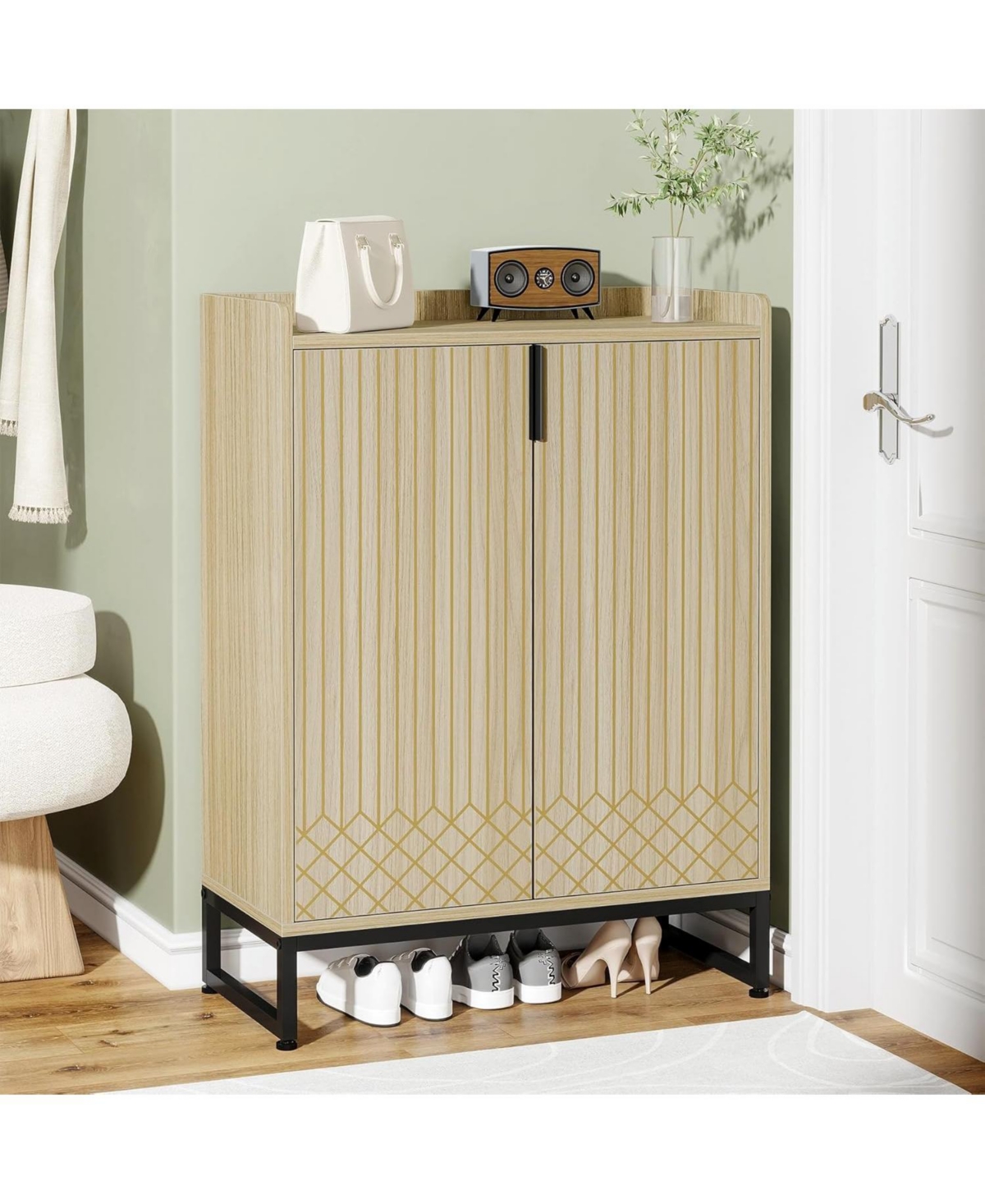 Click here for Tribesigns Shoe Cabinet with Doors Natural 5 Tiers... prices