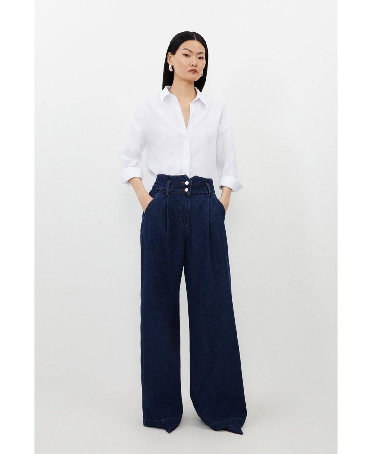Click here for Karen Millen Womens Denim Wide Leg Pants - Indigo prices