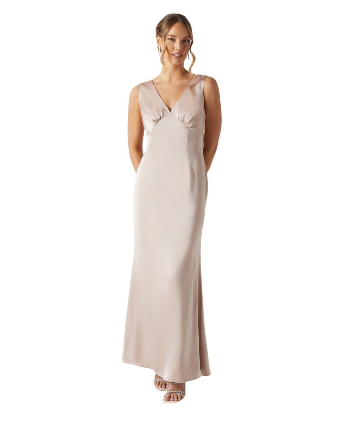 Click here for Coast Womens Bow Back V-Neck Satin Bridesmaid Dres... prices