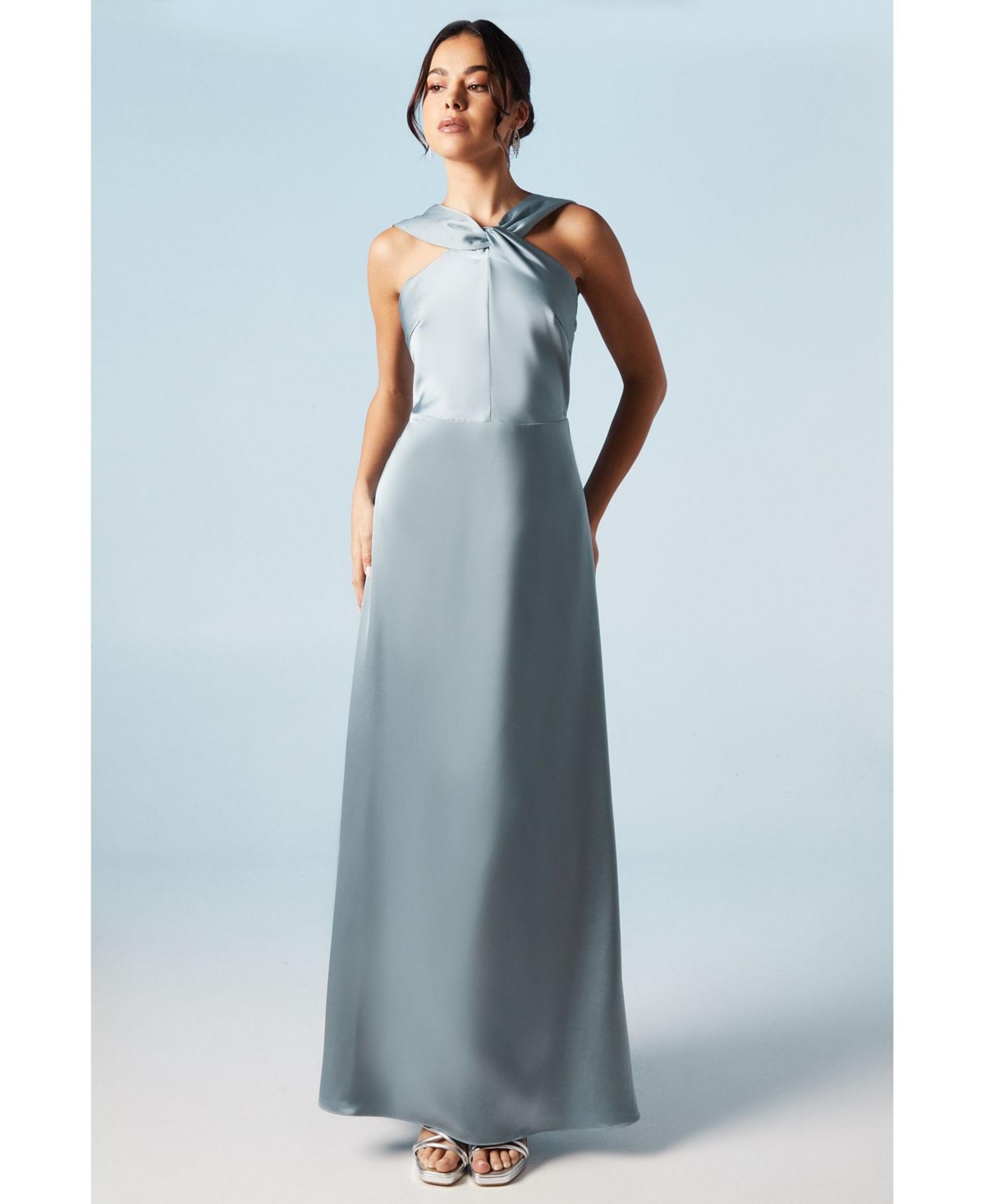 Click here for Coast Womens Twisted Halterneck Satin Maxi Dress -... prices