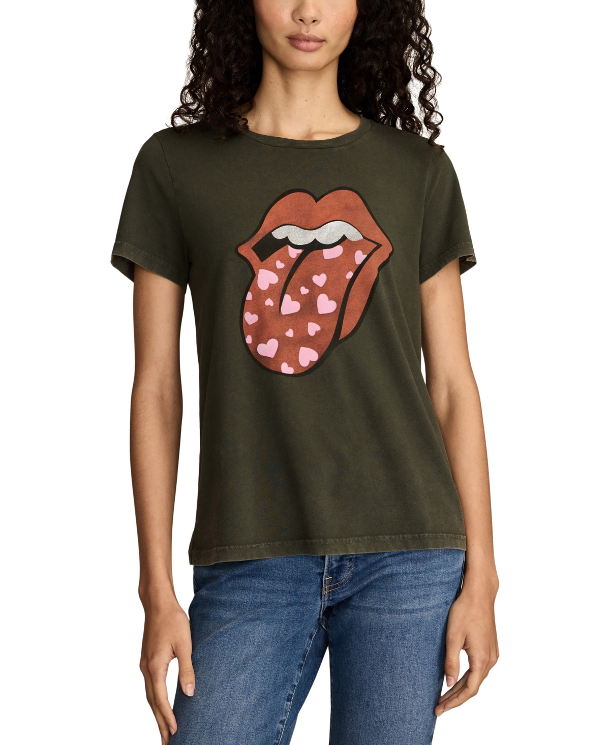 Click here for Lucky Brand Womens Rolling Stones Heart Lip Crewne... prices