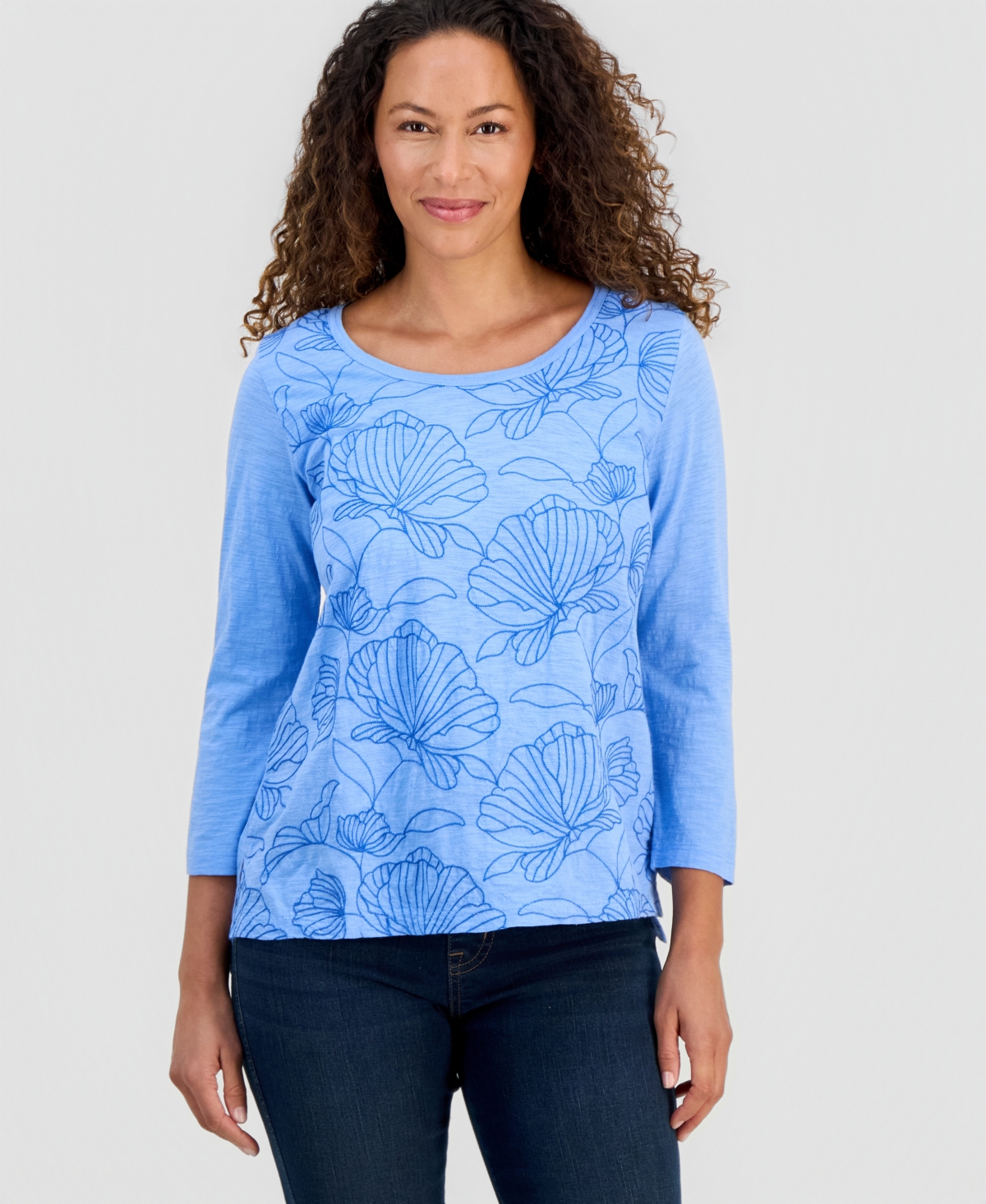 Click here for Style & Co Petite Embroidered-Front Top  Macys Exc... prices