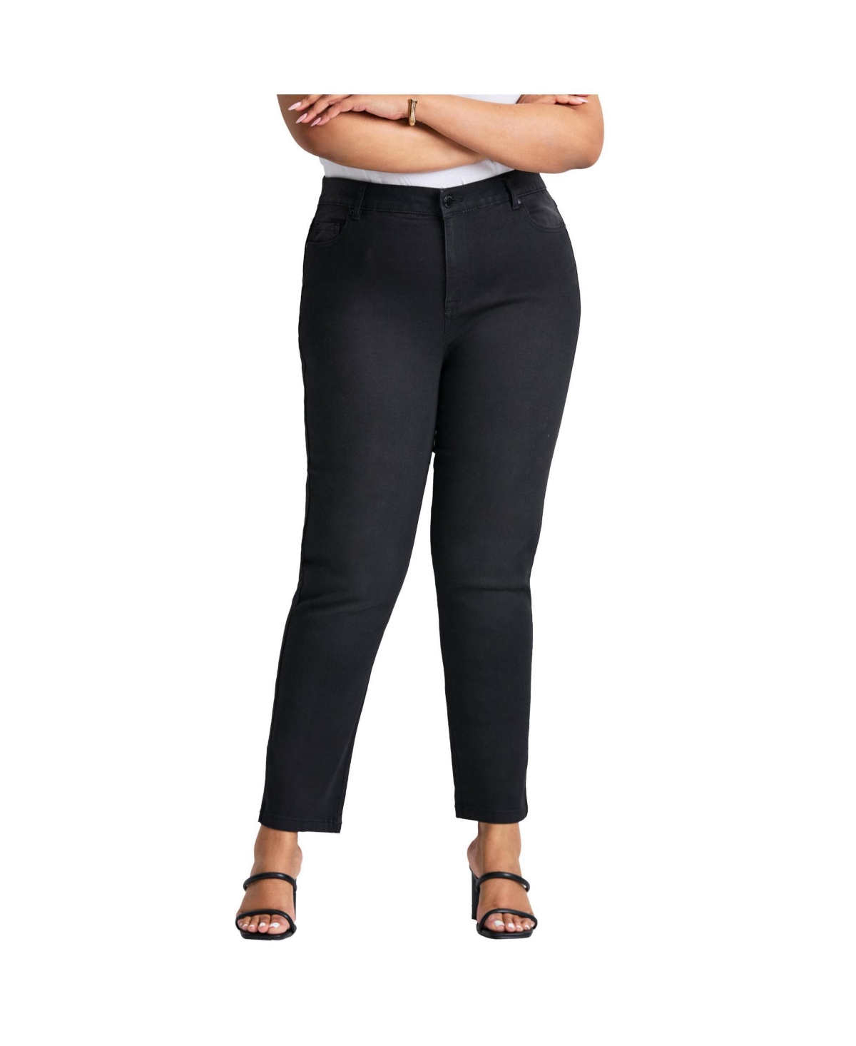 Click here for Avenue Womens Butter Denim Straight Leg Jean - Bla... prices