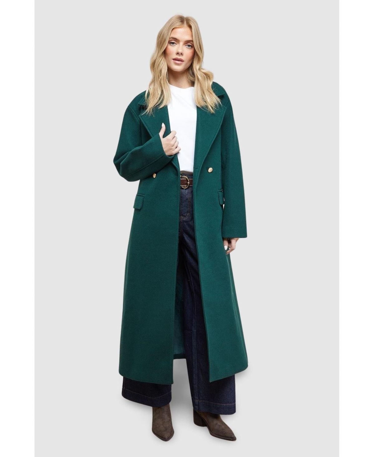 Click here for Oasis Womens Tie Belt Detail Midi Coat - Forest prices