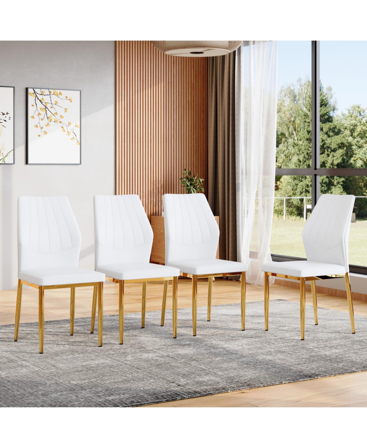 Click here for Streamdale Furniture Set of 4 Gold & White Dining... prices