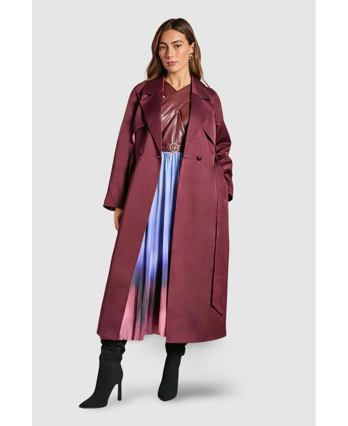 Click here for Coast Womens Satin Occasion Belted Trench Coat - M... prices