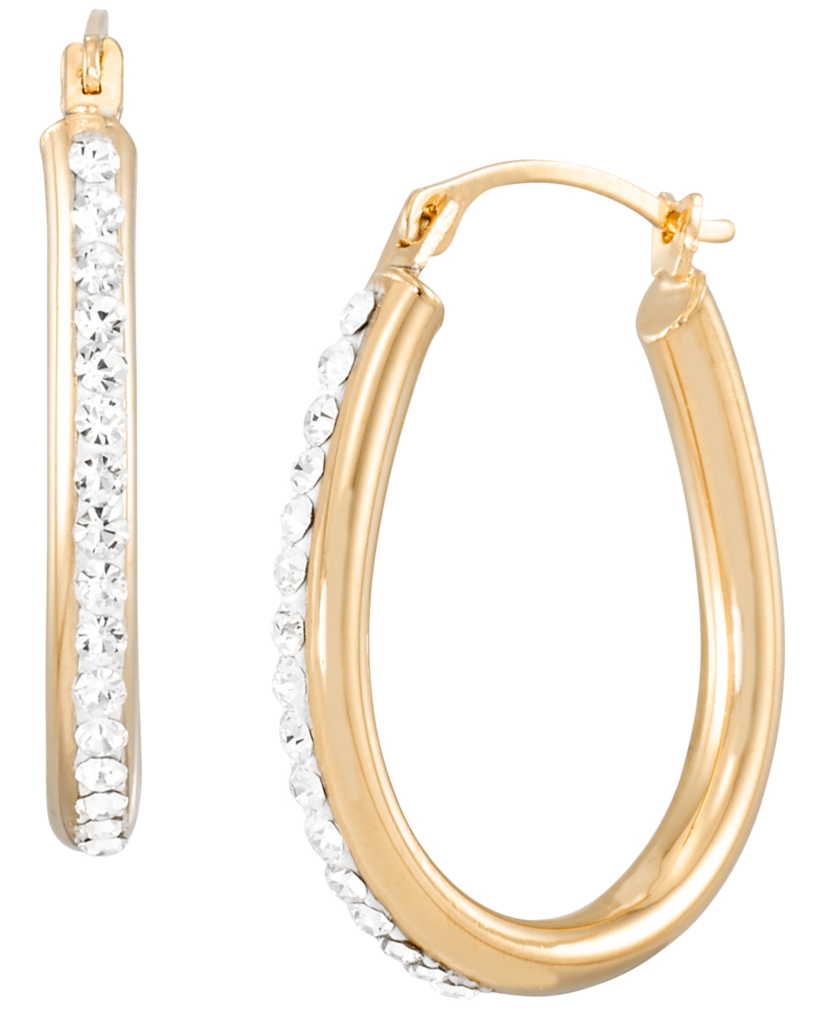 Click here for Macys Polished Crystal Hoop Earrings in 14k Yellow... prices