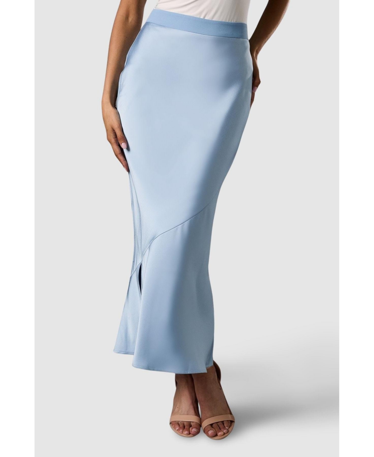 Click here for Coast Womens Satin Detail Fitted Skirt - Dusty blu... prices