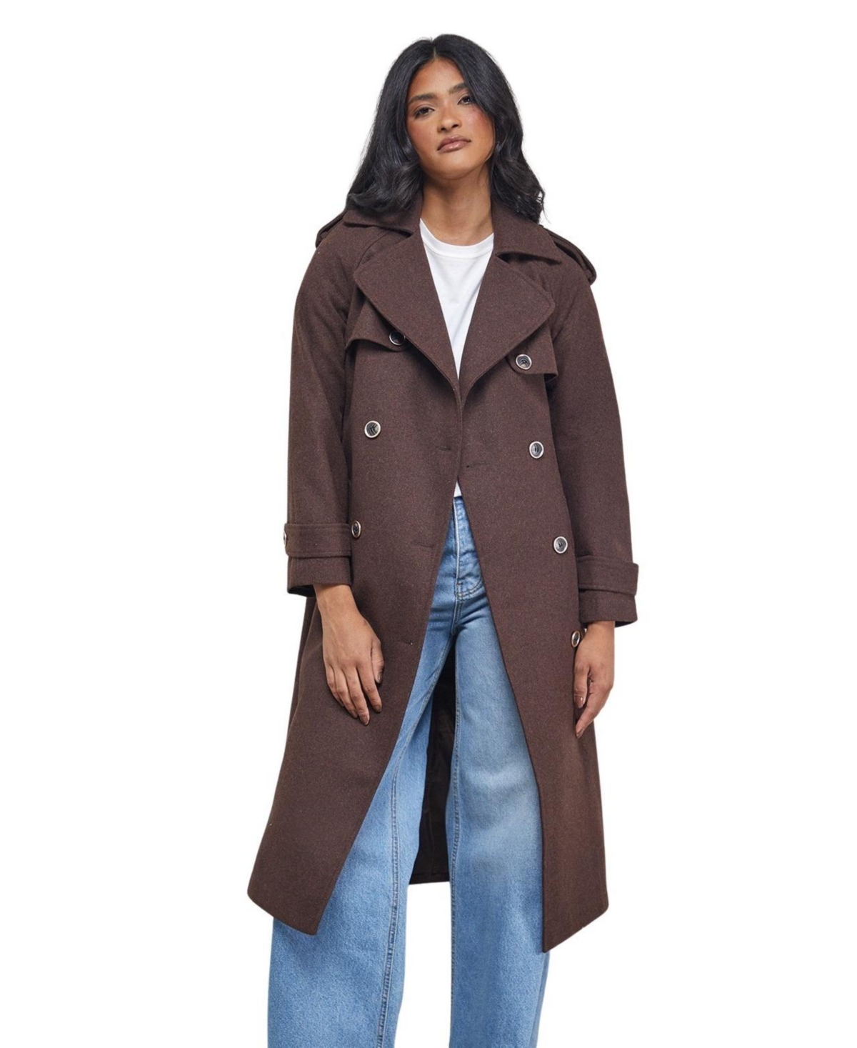 Click here for Warehouse Womens Wool Mix Belted Trench Coat - Cho... prices