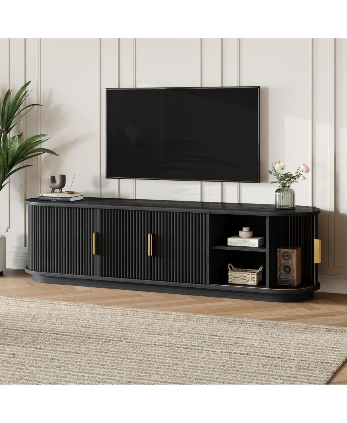 Click here for Streamdale Furniture Farmhouse Black Wooden Tv Sta... prices