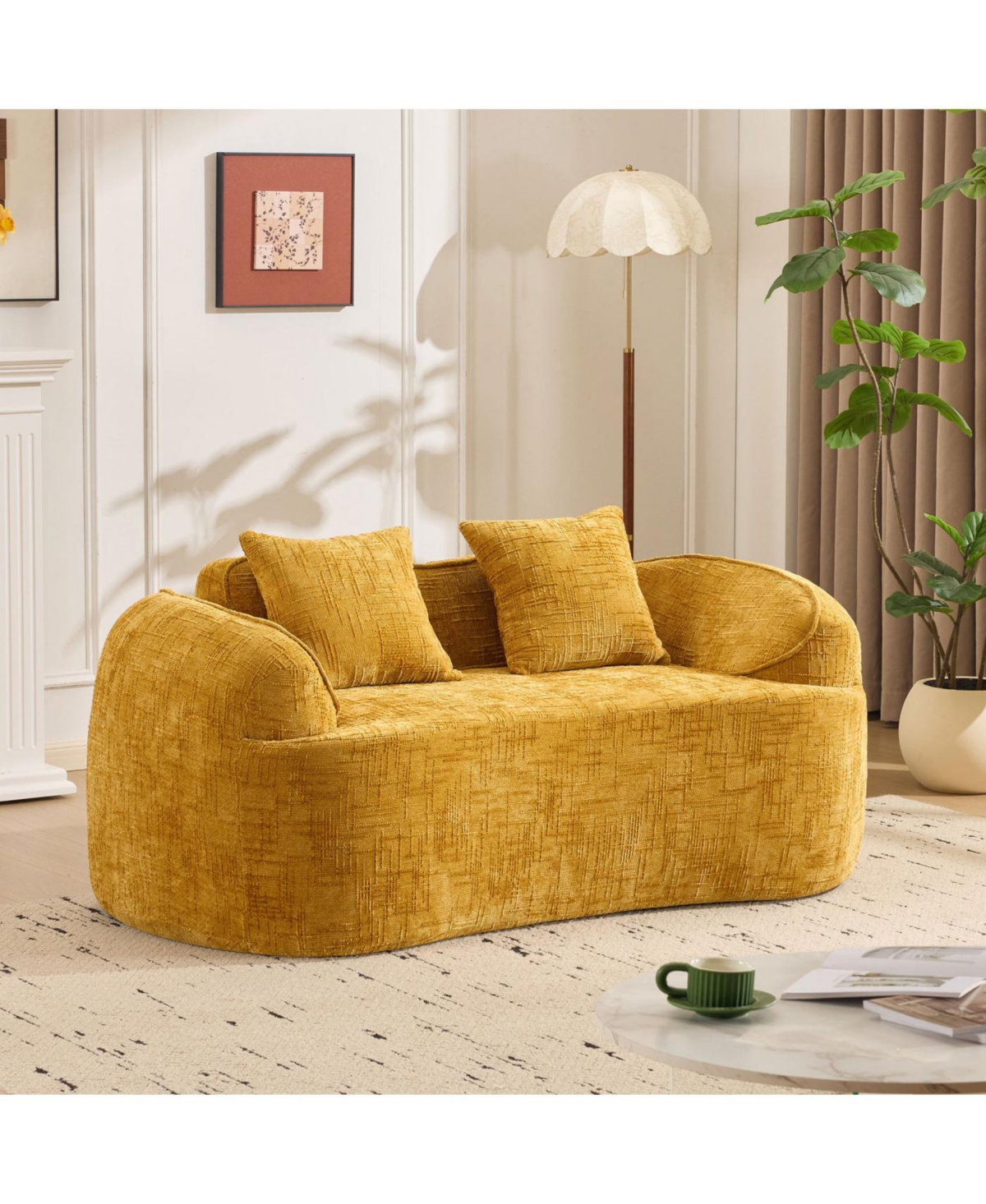 Click here for Streamdale Furniture Streamdale Yellow curved two-... prices