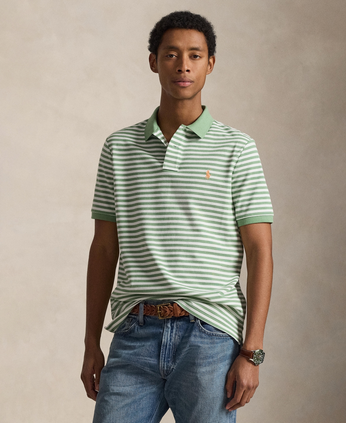 Click here for Polo Ralph Lauren Mens Classic-Fit Striped Mesh Po... prices
