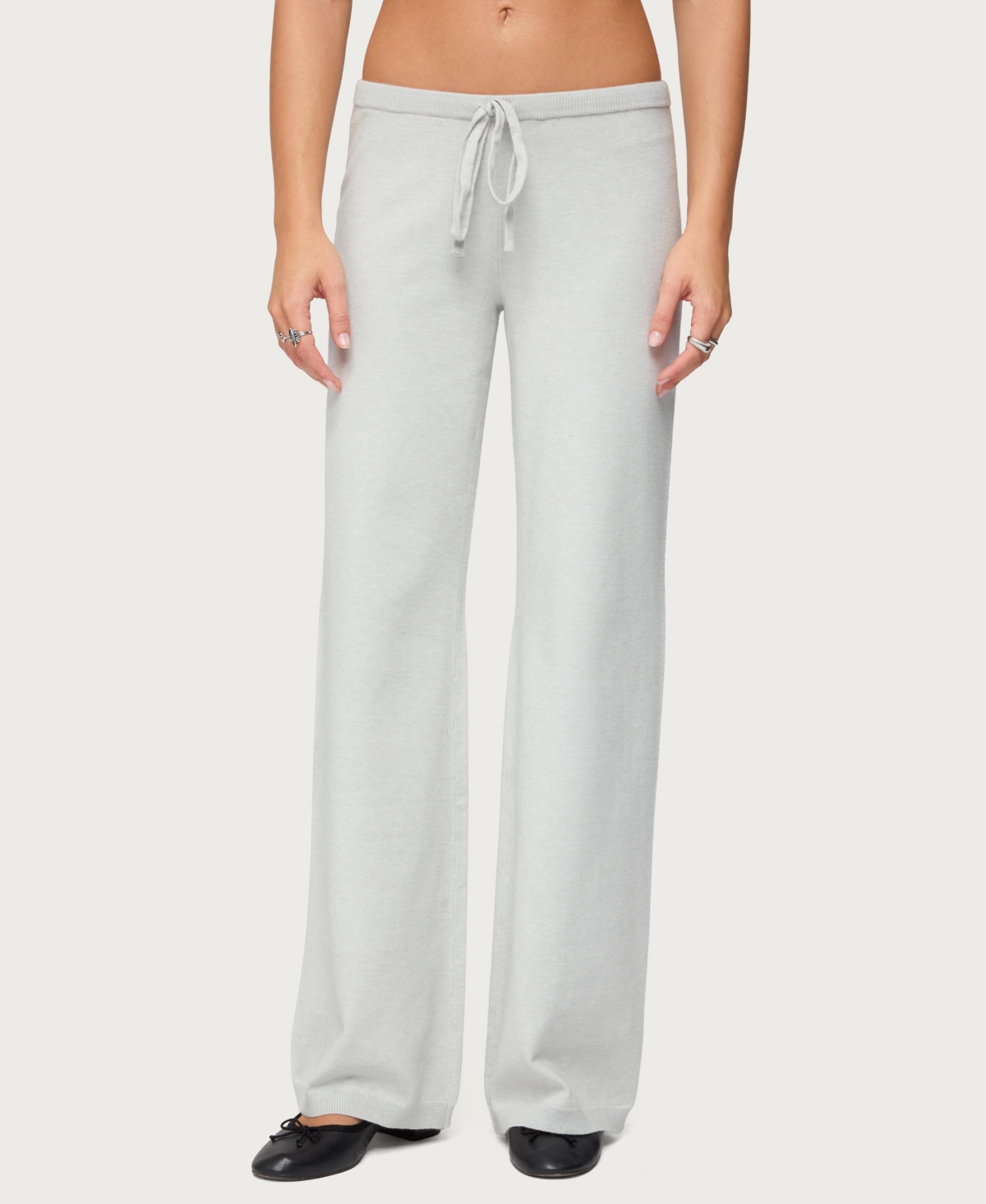 Click here for Edikted Womens Embryn Knit Pants - Light-grey-mela... prices