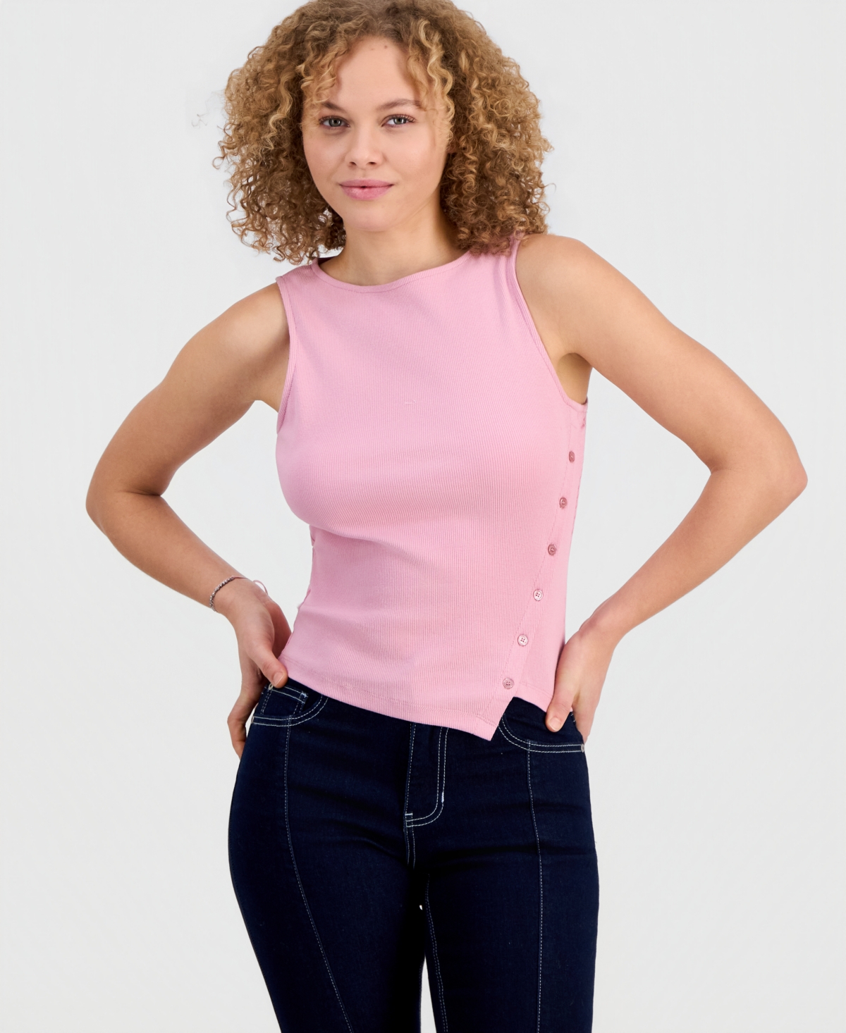 Click here for No Comment Juniors Asymmetrical-Button Sleeveless... prices