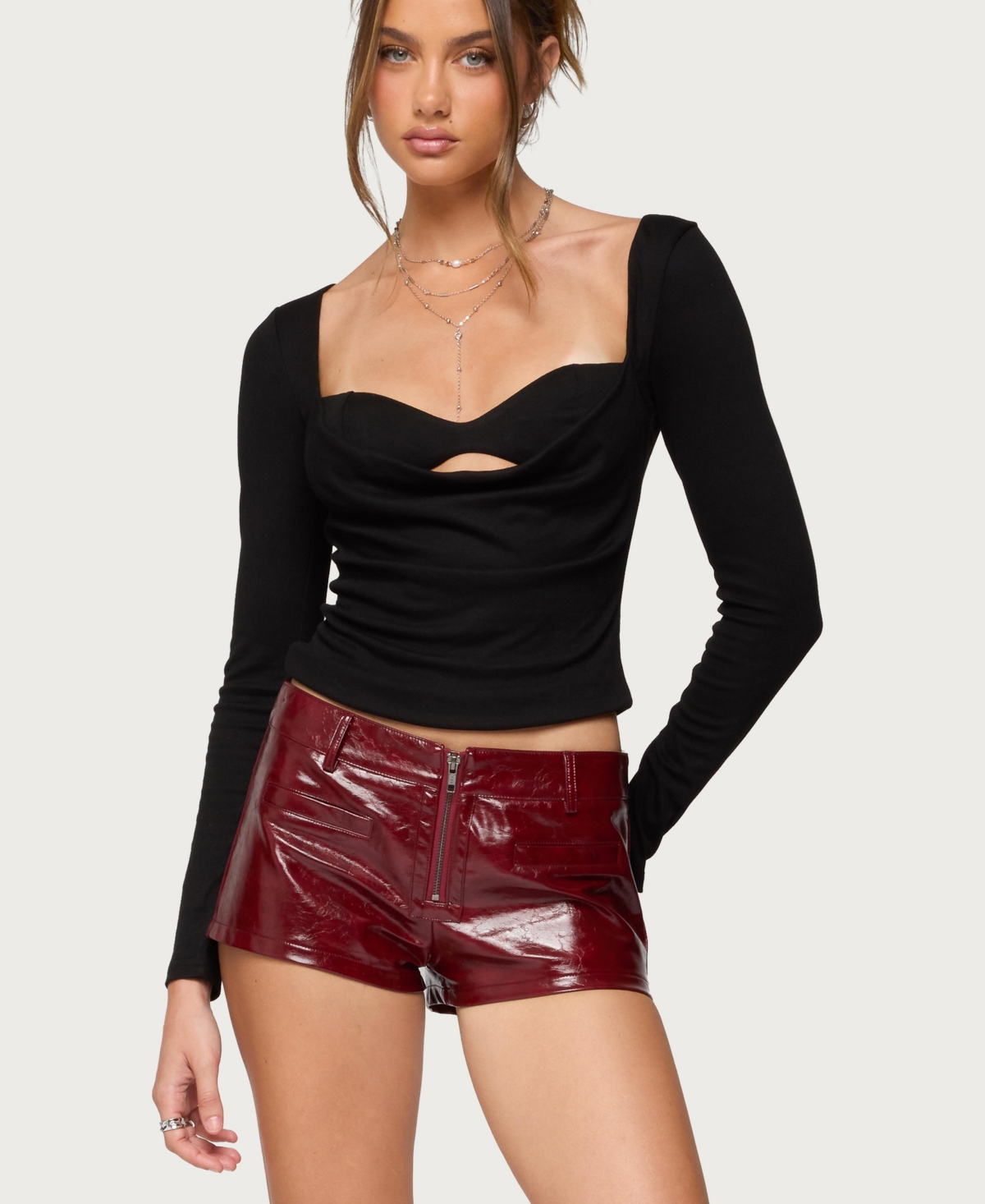 Click here for Edikted Womens Oaklyn Layered Bra Cowl Neck Top -... prices