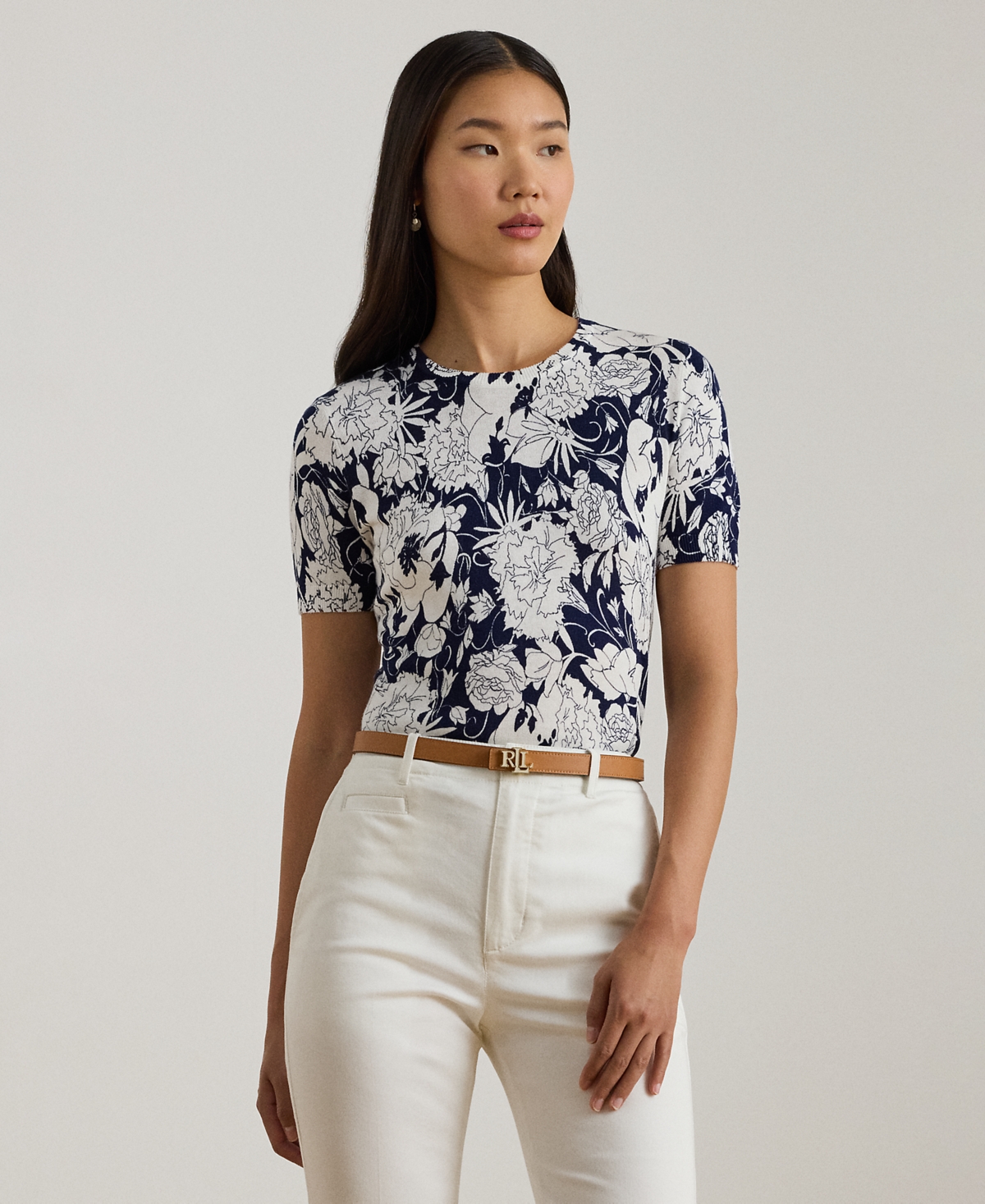 Click here for Lauren Ralph Lauren Petite Floral Print Crewneck S... prices