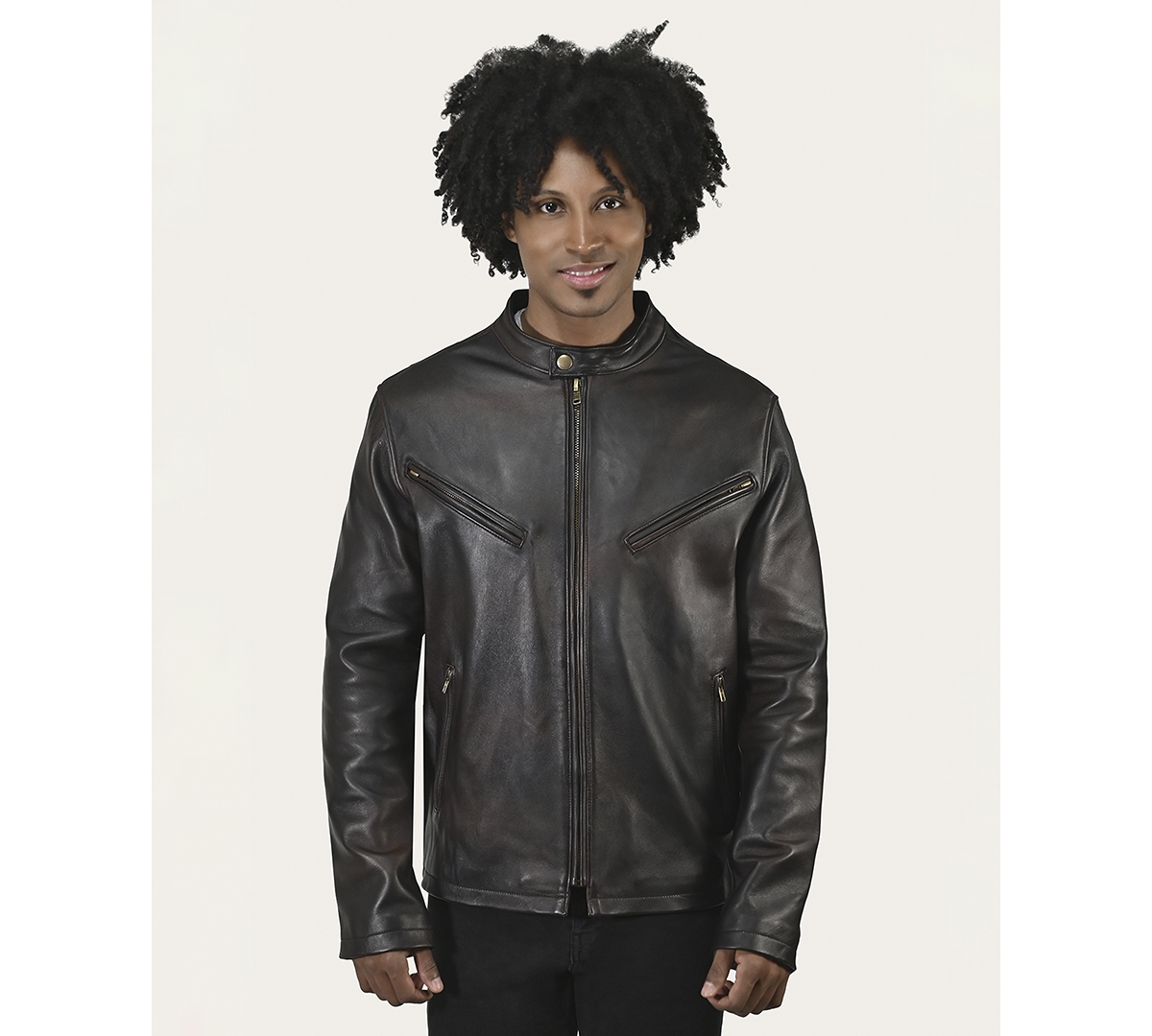 Click here for Frye Mens Modern Cafe Racer Leather Jacket - Black prices