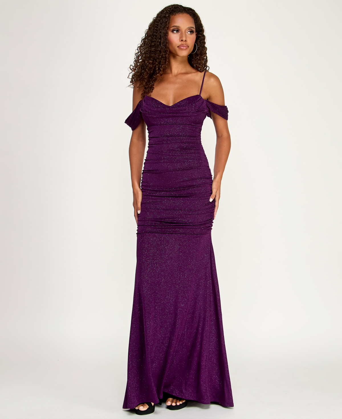 Click here for Emerald Sundae Juniors Off-The-Shoulder Glitter Me... prices