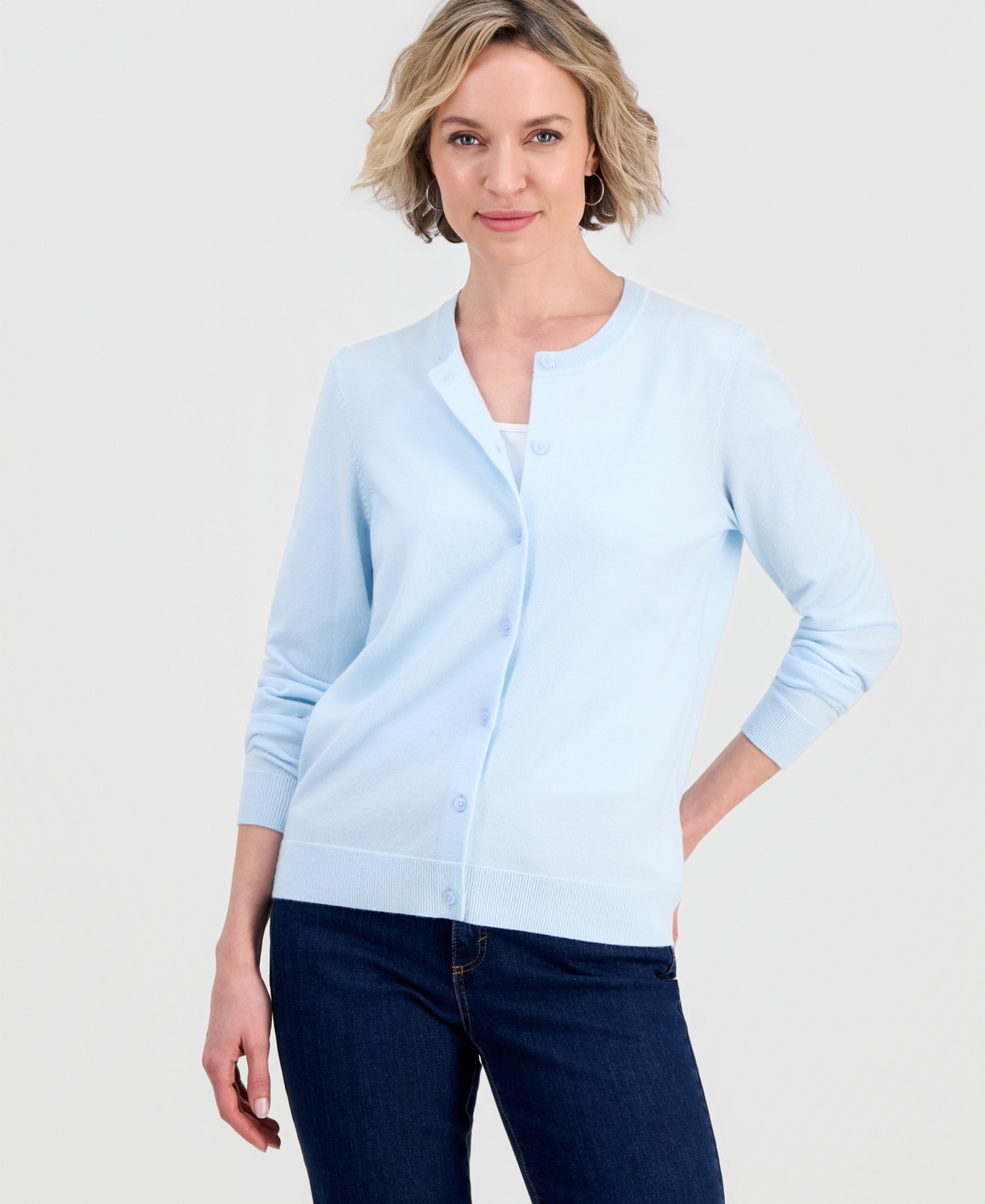 Click here for Style & Co Womens Button-Down Long-Sleeve Cardigan... prices