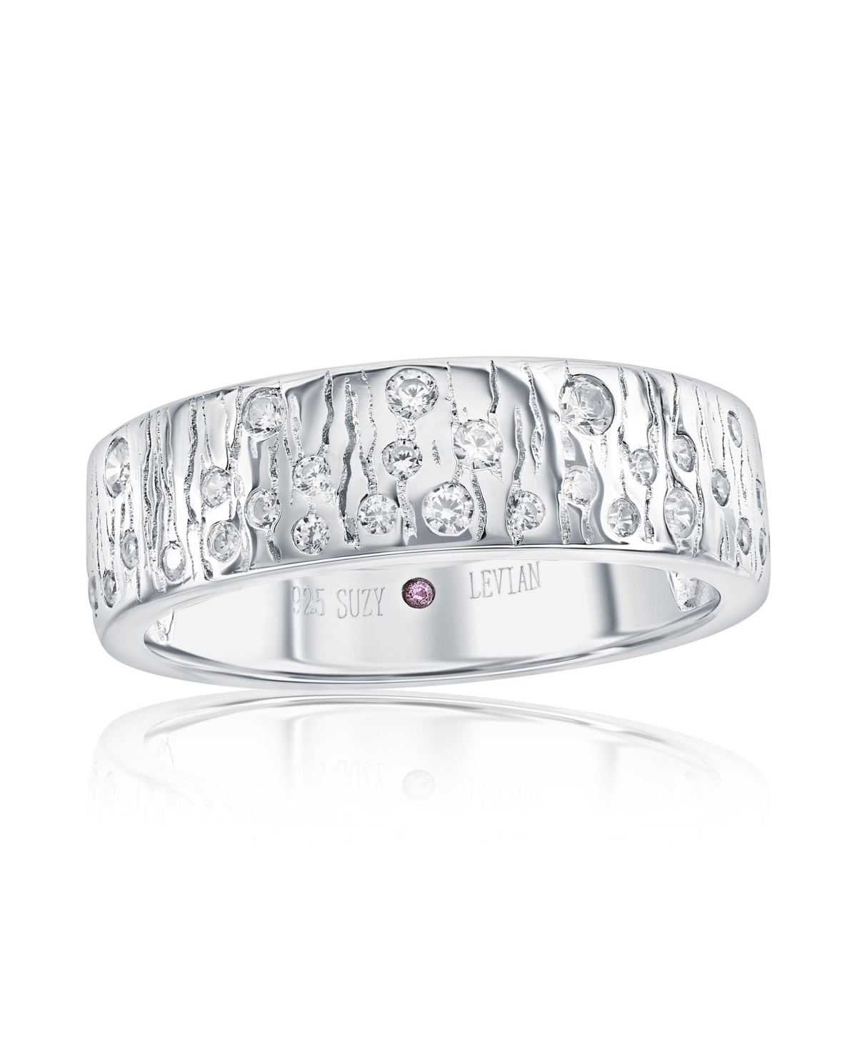 Click here for Suzy Levian Sterling Silver Cubic Zirconia Wide Ba... prices