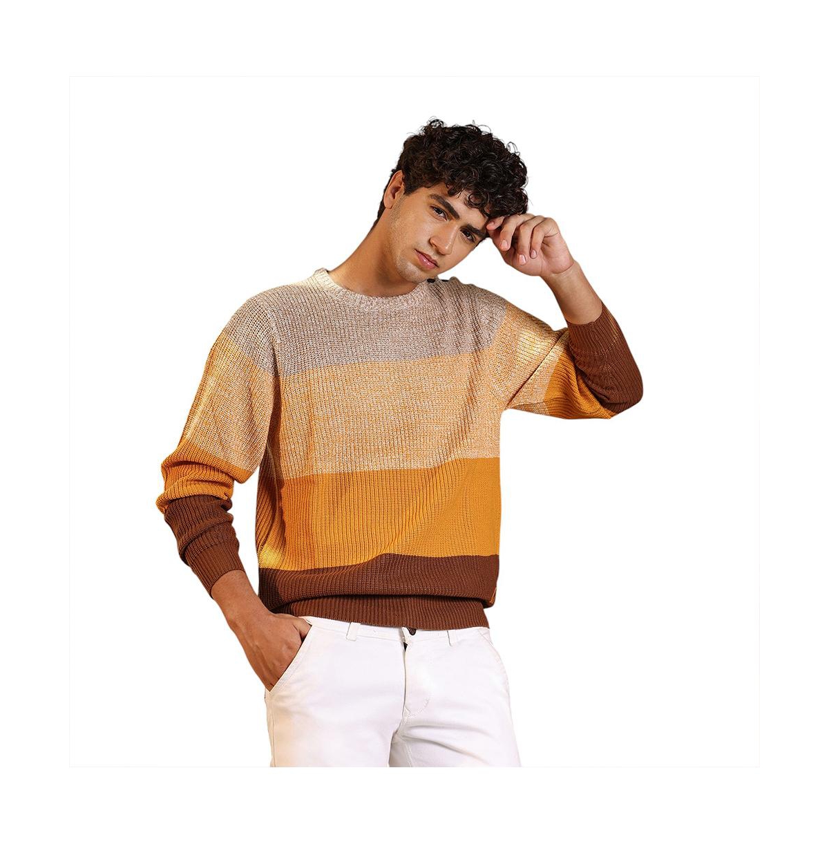 Click here for Campus Sutra Mens Pumpkin Orange & Chocolate Brown... prices