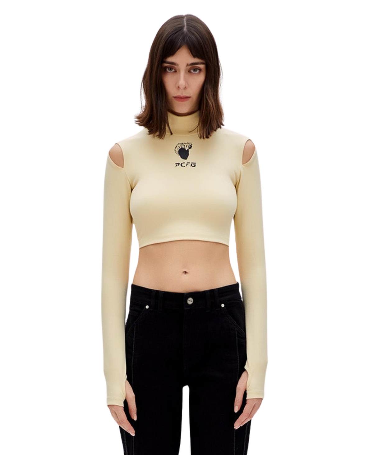 Click here for Pcfg Womens Cotton Long Sleeve Crop Top - Chino gr... prices