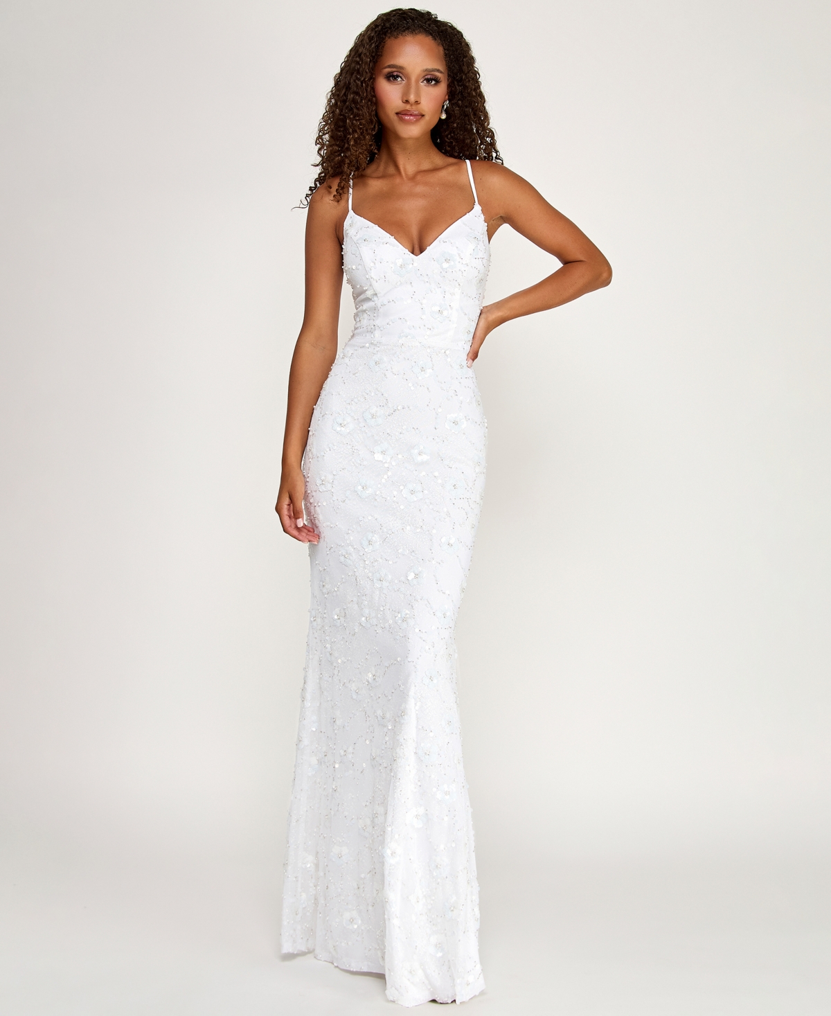 Click here for City Studios Juniors Sequin Long Mermaid Gown - Wh... prices