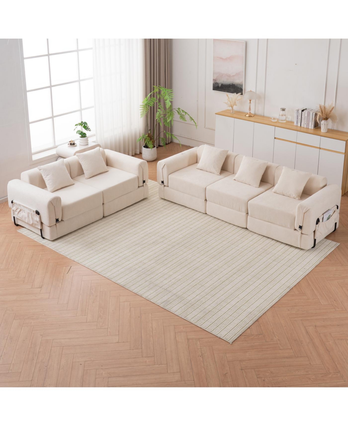 Click here for Streamdale Triple Folding Recliner Sofa Beige - Be... prices