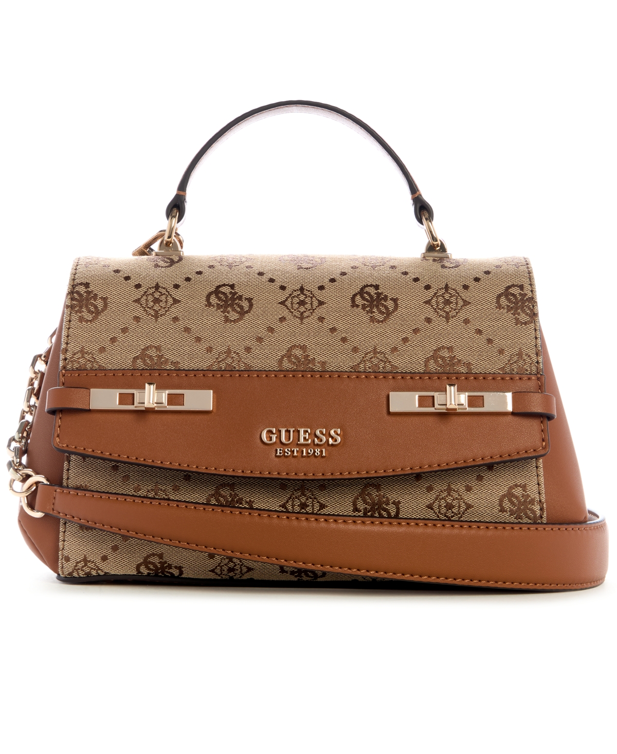 Click here for Guess Melinda Logo Small Top Handle Bag - Latte Lo... prices