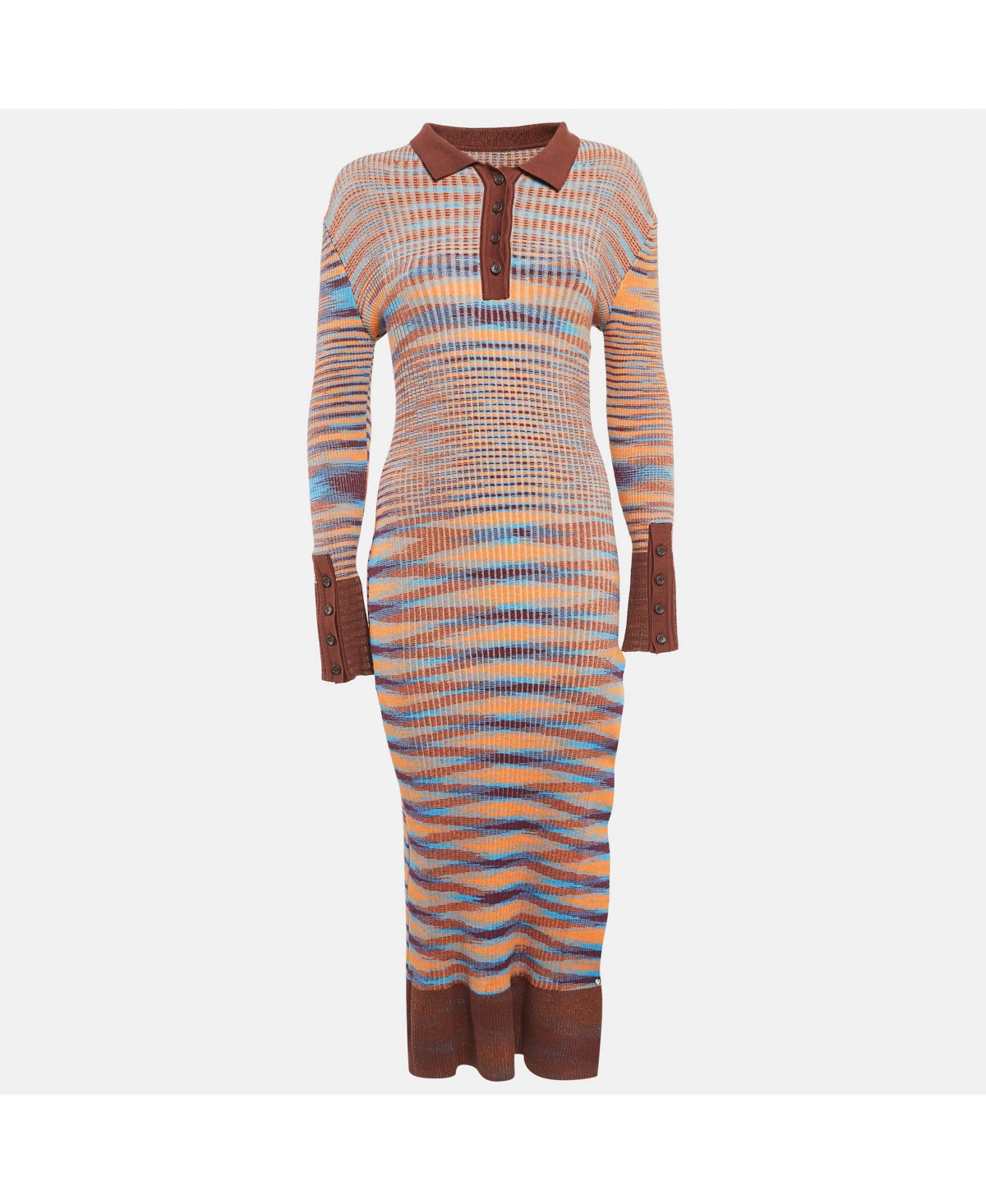 Click here for Pre-Owned Jacquemus Womens Brown Rib Knit La Robe... prices