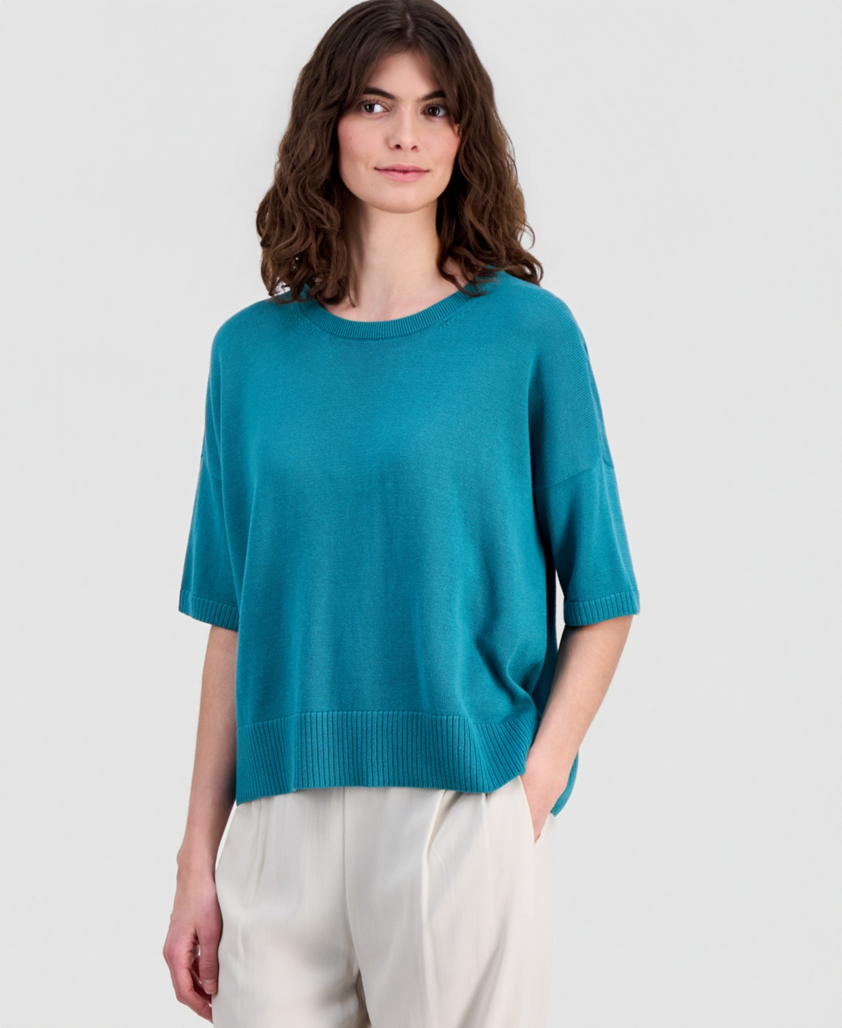 Click here for Eileen Fisher Womens Crew Neck Pull-On Top - Sstar prices
