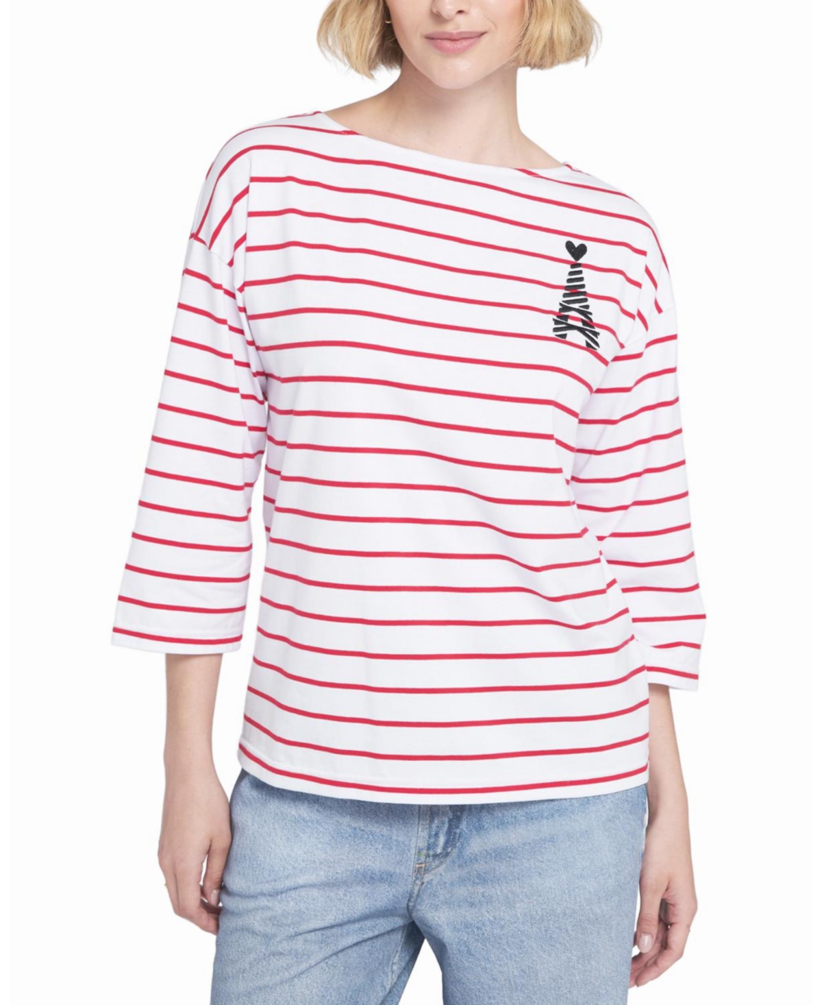 Click here for Elle Collection Womens Striped Tee With Graphic To... prices