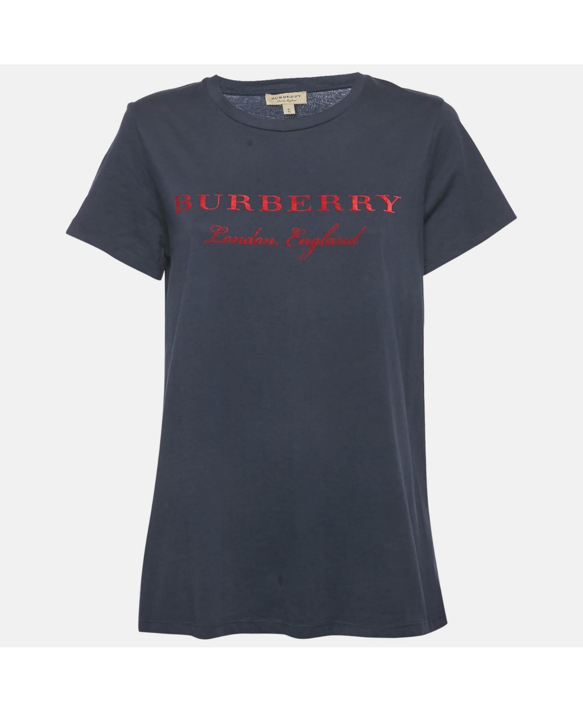 Click here for Pre-Owned Burberry Womens Navy Blue/red Logo Flock... prices