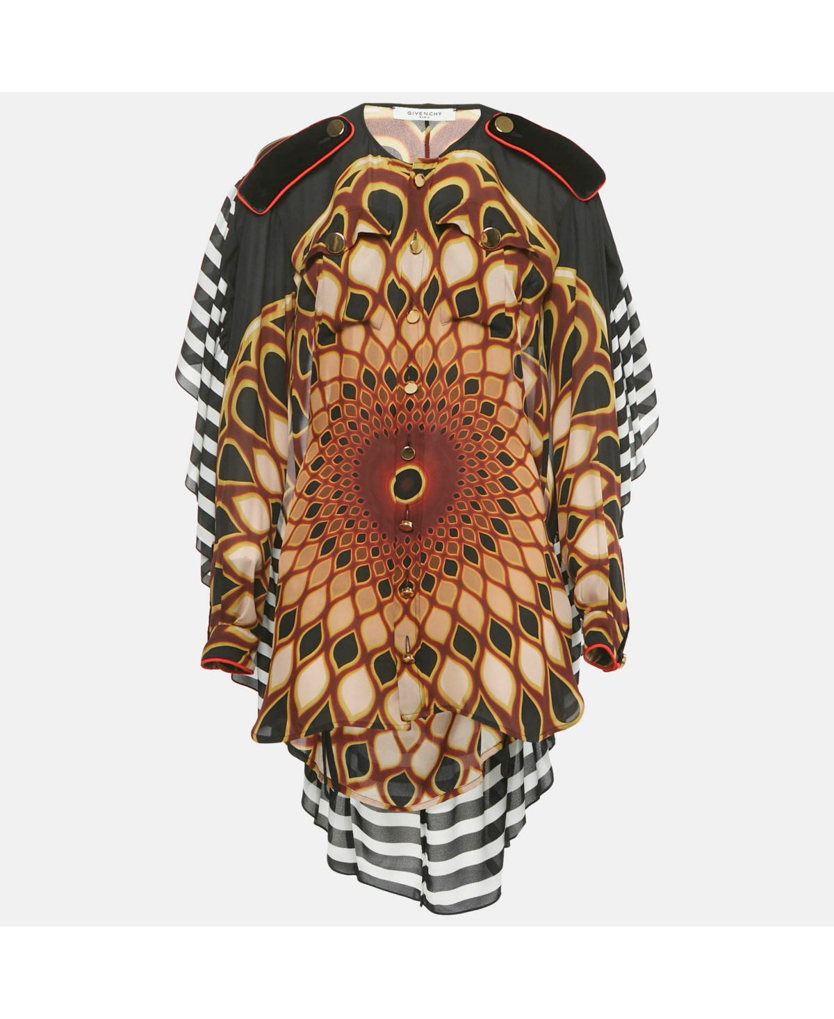 Click here for Pre-Owned Givenchy Womens Black Printed Silk Frill... prices