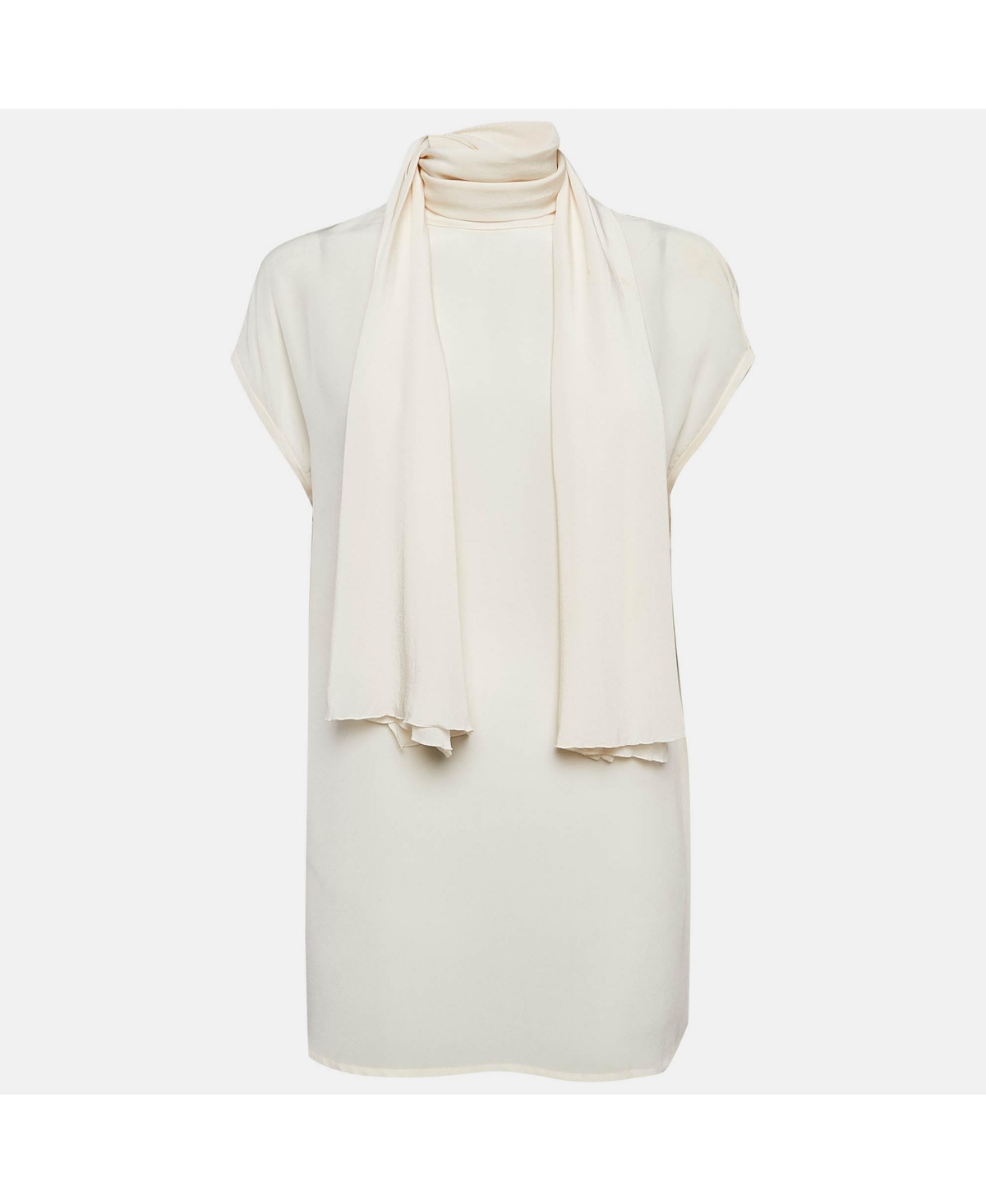 Click here for Pre-Owned Versace Womens Cream Silk Tie-Up Neck Sl... prices