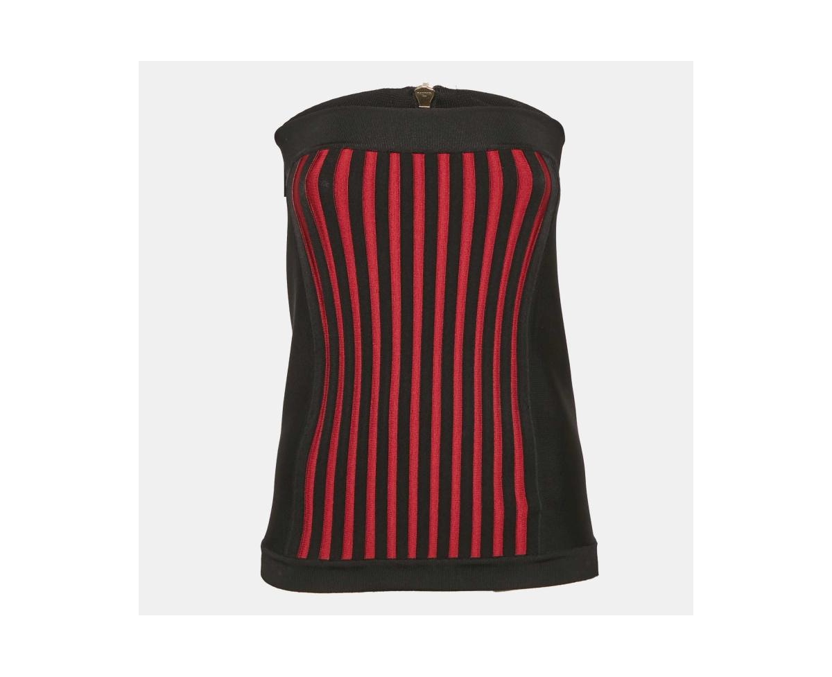 Click here for Pre-Owned Balmain Womens Black Knit Corset Zip-Up... prices