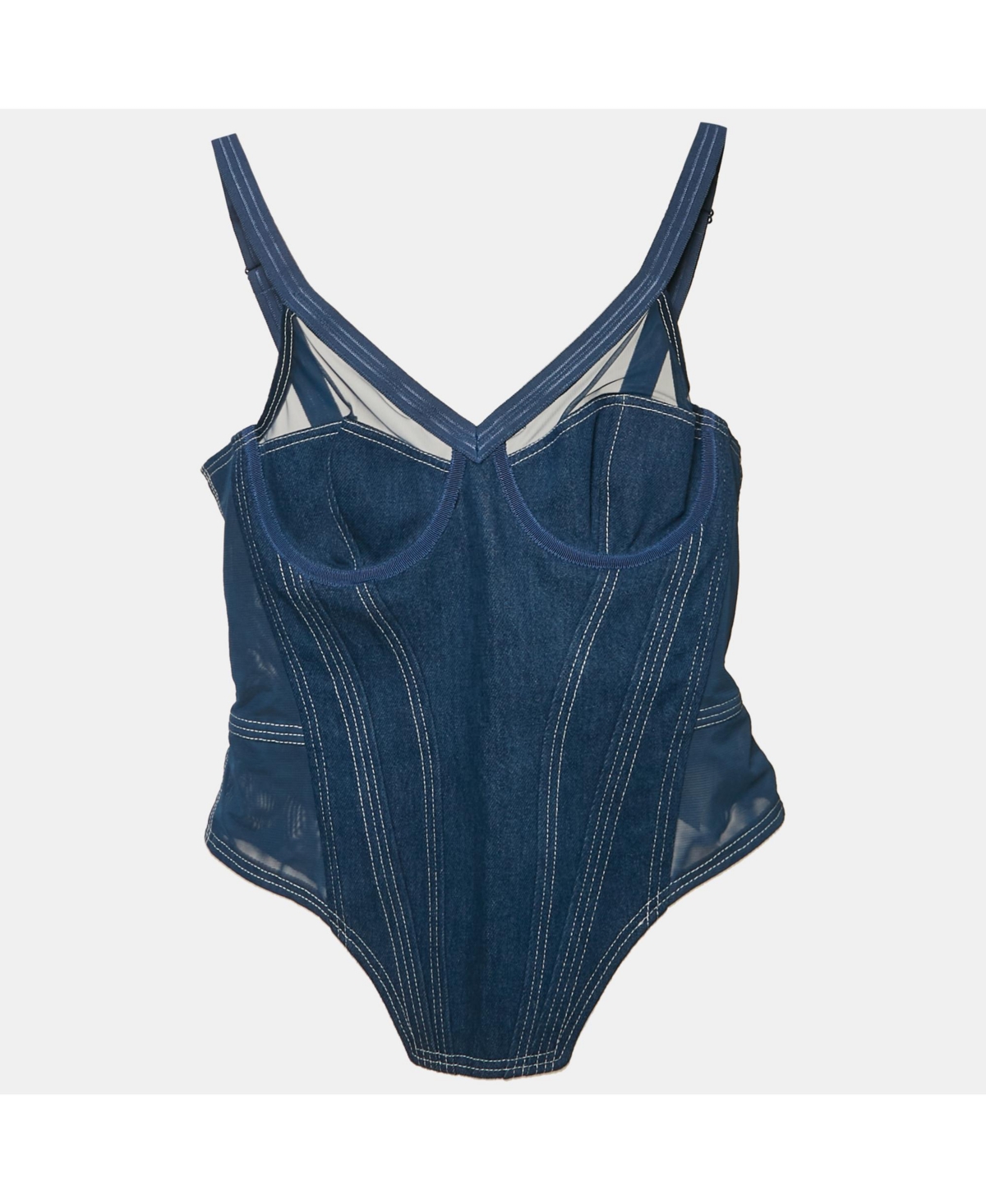 Click here for Pre-Owned Burberry Womens Denim And Mesh Bustier C... prices