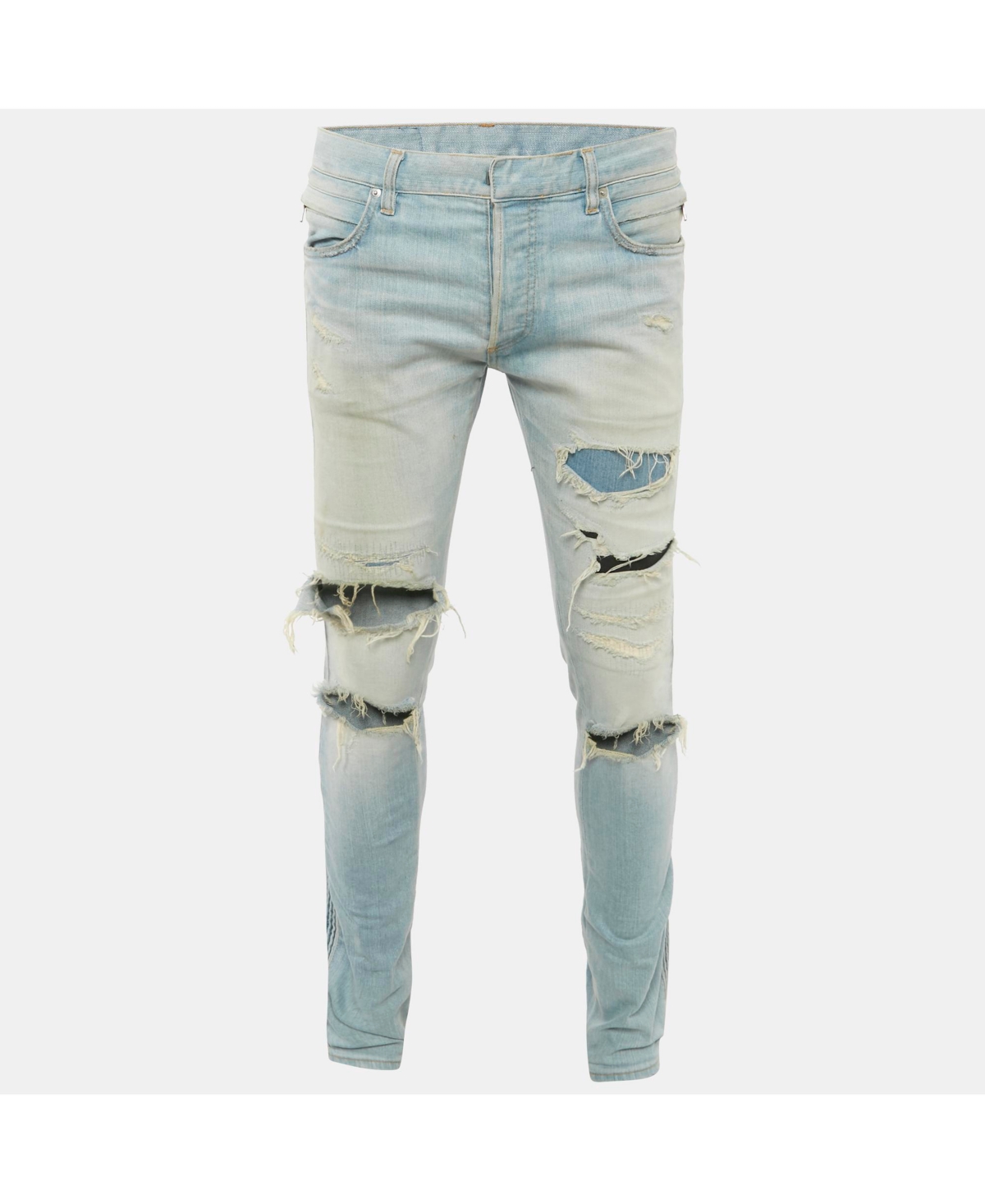 Click here for Pre-Owned Balmain Mens Light Blue Denim Pleated Si... prices
