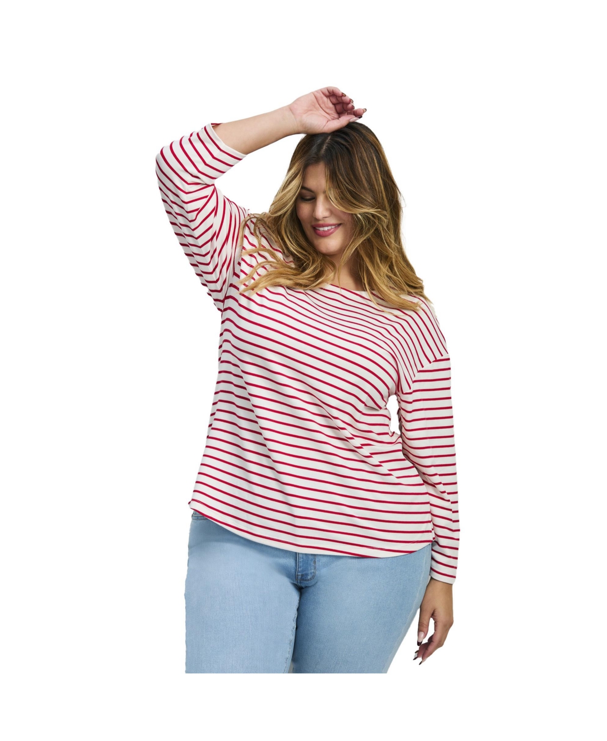 Click here for Avenue Womens Aimee Stripe Top - Ivory red prices