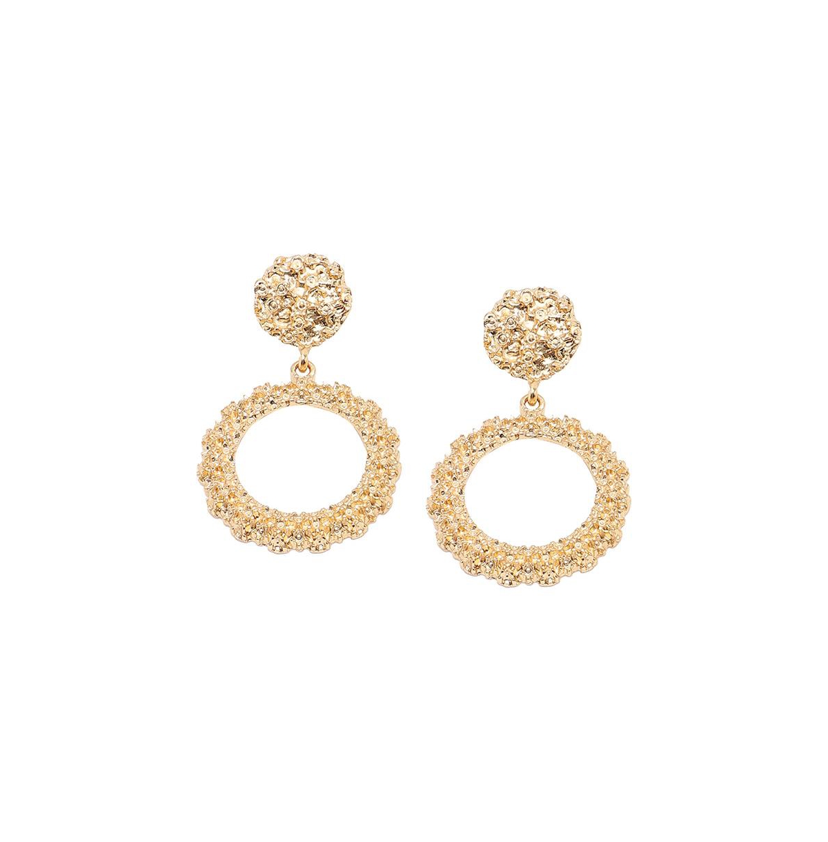 Click here for Sohi Womens Gold Textured Circular Drop Earrings -... prices