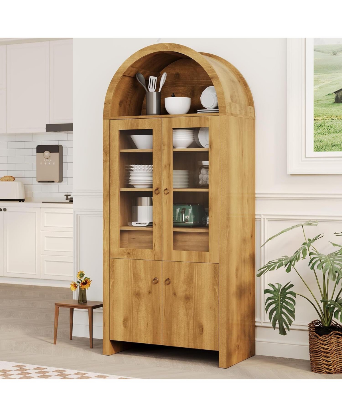 Click here for Gaomon 71" Tall Arched Kitchen Pantry Cabinet... prices