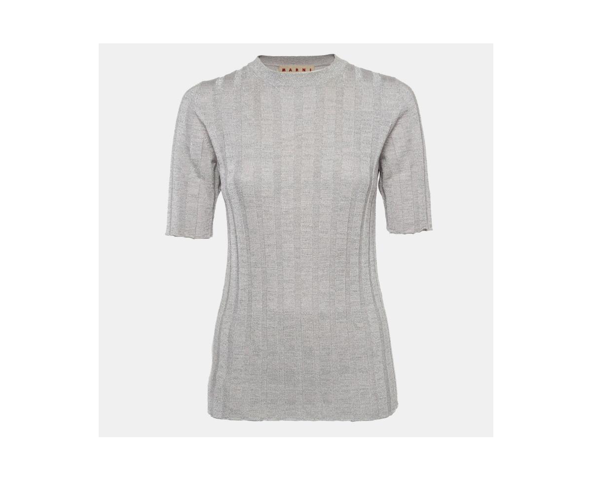 Click here for Pre-Owned Marni Womens Silver Lurex Knit Mock Neck... prices